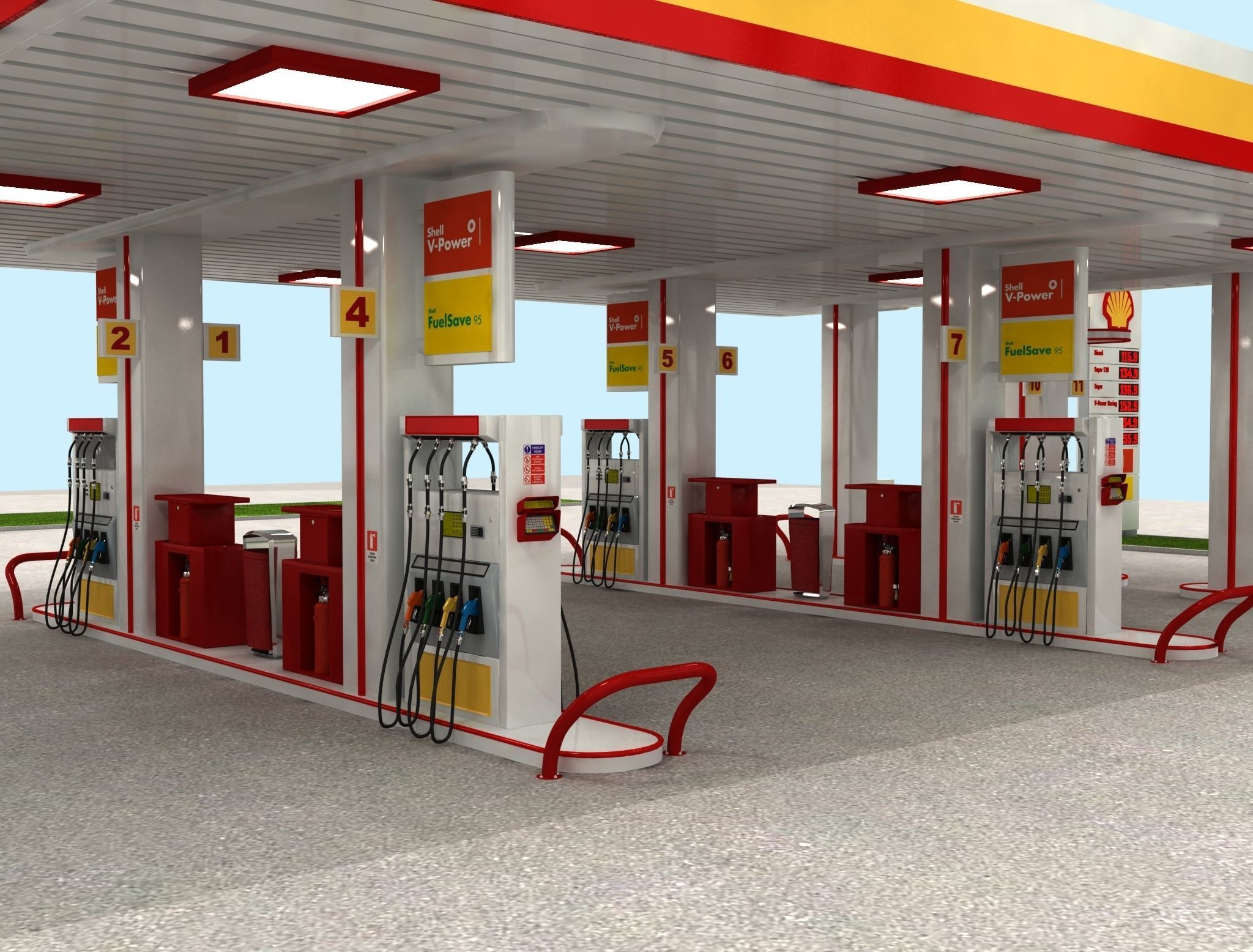 High Detail Gas Petrol Station - Shell 3D model | CGTrader