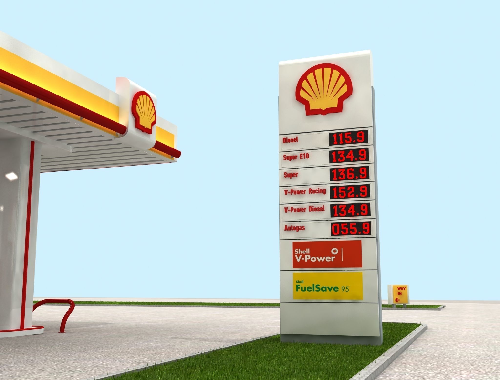 High Detail Gas Petrol Station - Shell 3D model | CGTrader