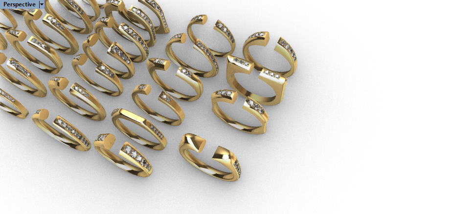 Various Ring Shanks 45 Jewelry Findings with Gem Accent on Side 3D ...