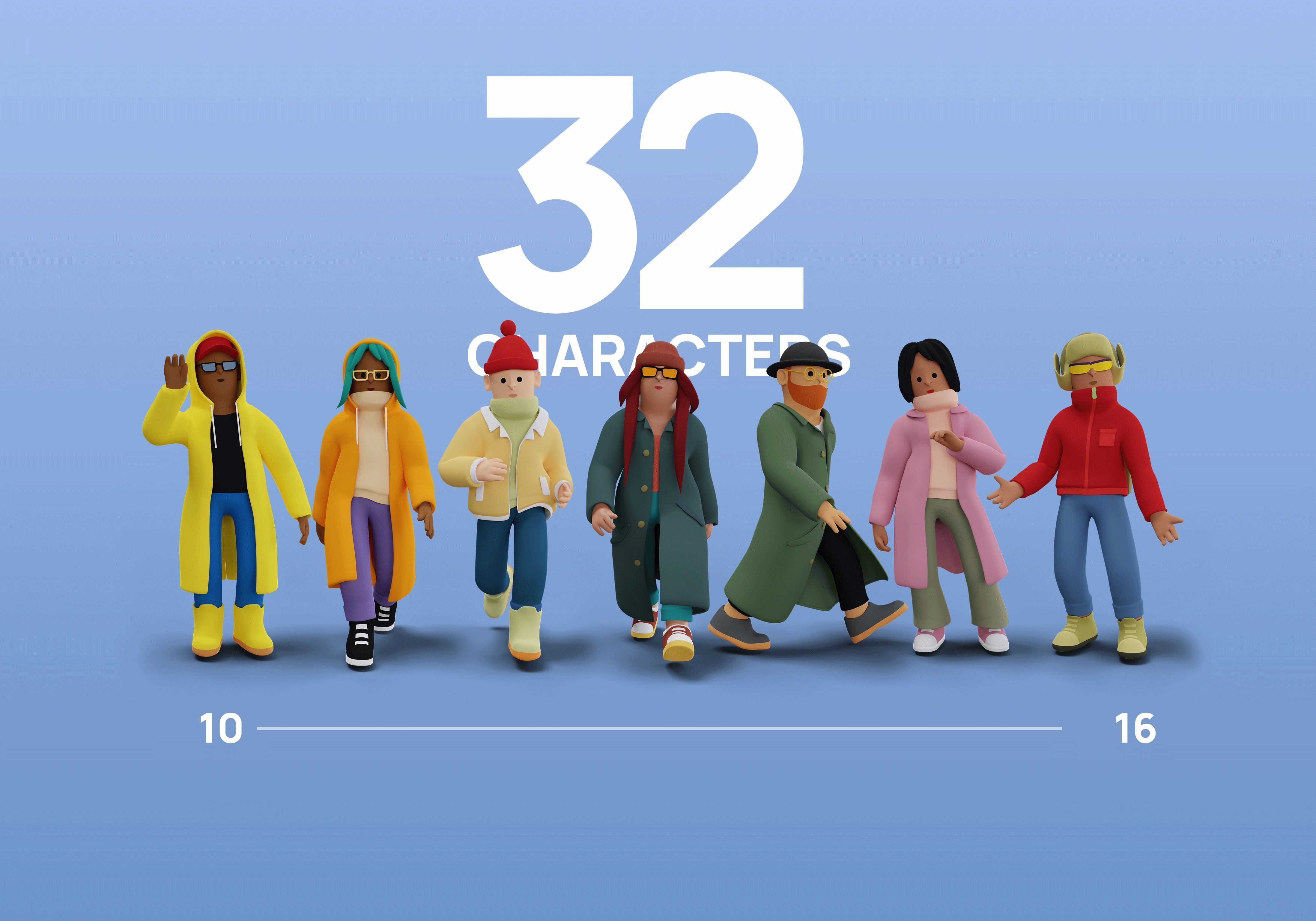 3D model Cartoon Characters - Pack x32 Character Inside VR / AR / low ...