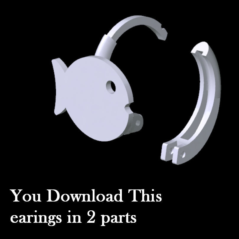 Little Fish Earing 3D model 3D printable | CGTrader