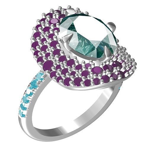 Beautiful Colorful Diamonds Engagement Ring for Women 3D model 3D ...