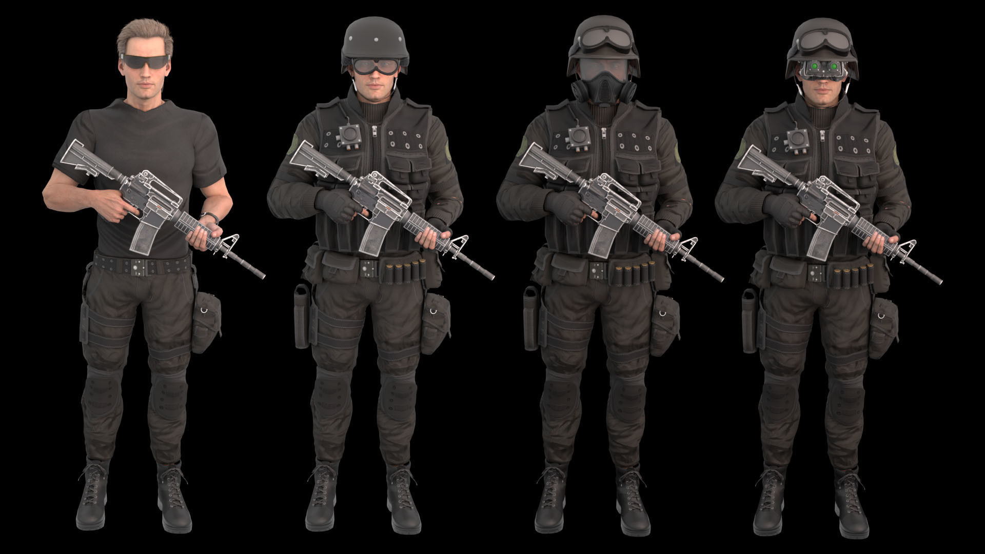 3D model Male SWAT Officer Rigged VR / AR / low-poly | CGTrader