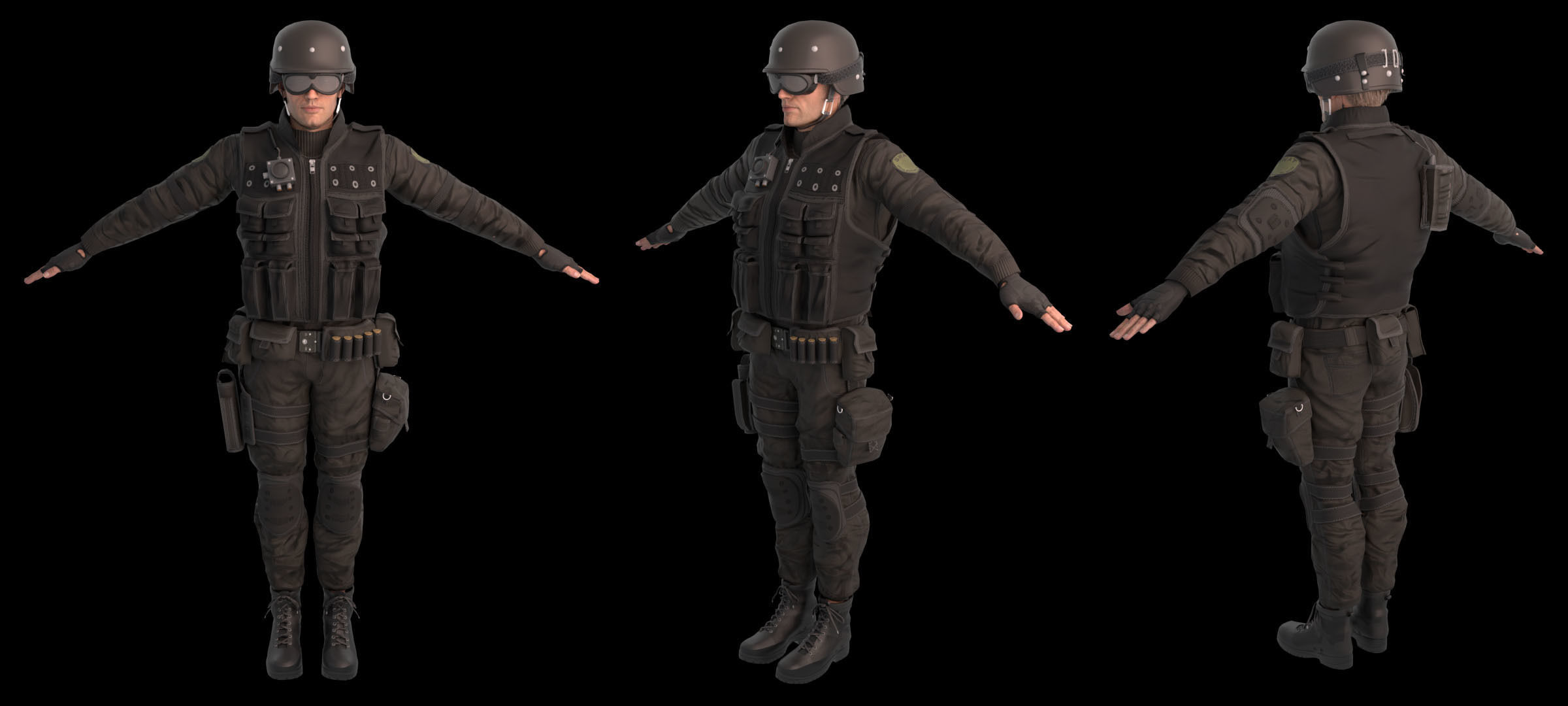 3D model Male SWAT Officer Rigged VR / AR / low-poly | CGTrader