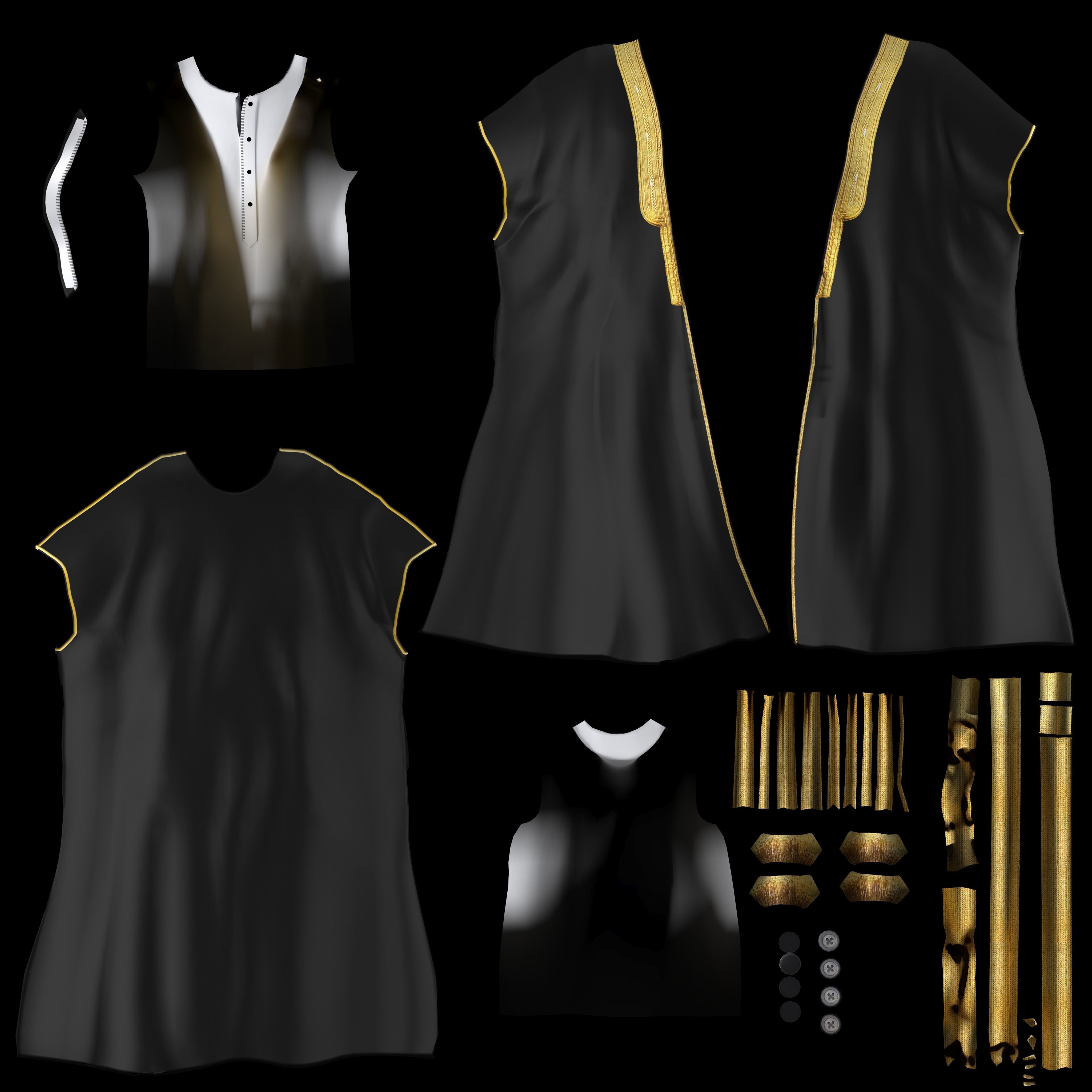3D model Traditional Arab Mens Jalabiya Thobe Bisht Cloak Dress VR / AR ...