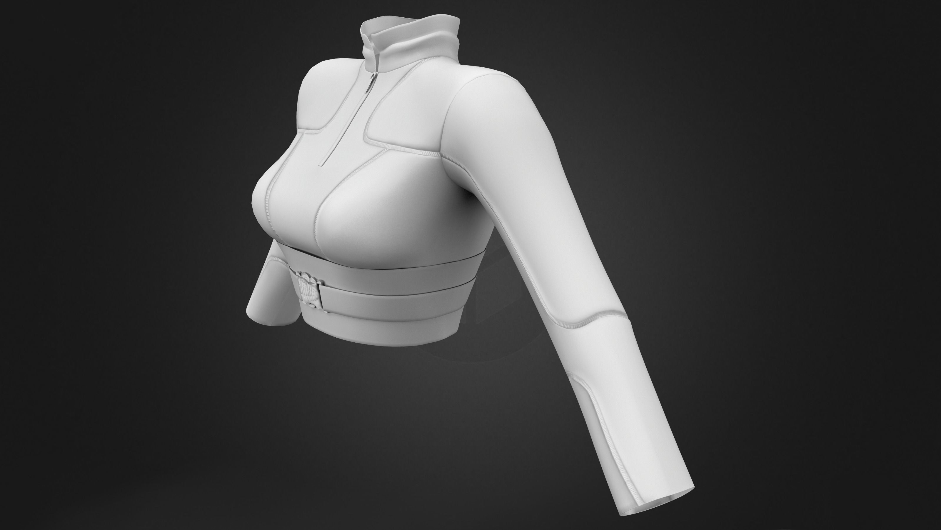 3D model Black Paneled See-through Midriff Futuristic Female Top VR ...