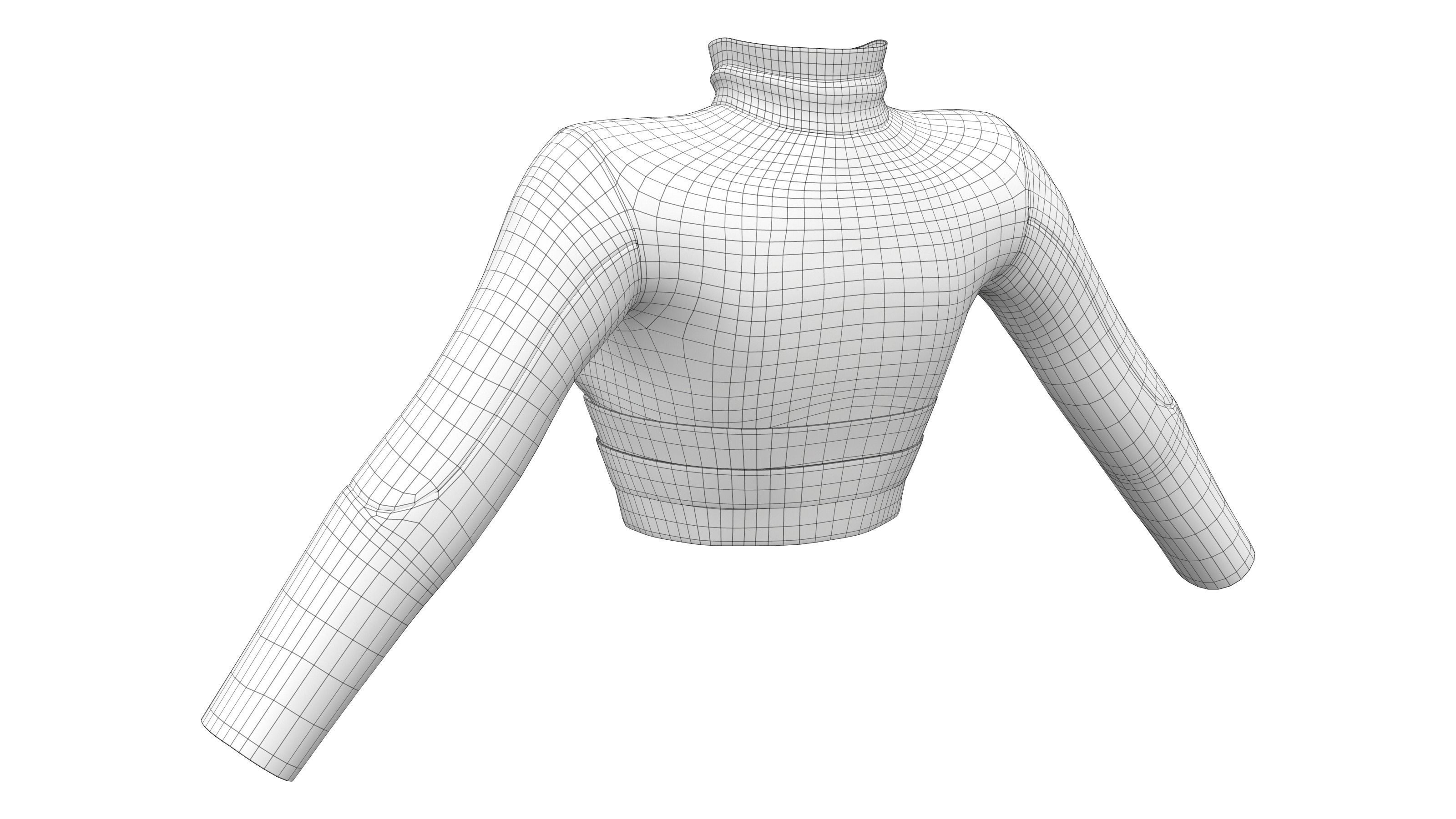 3D model Black Paneled See-through Midriff Futuristic Female Top VR ...