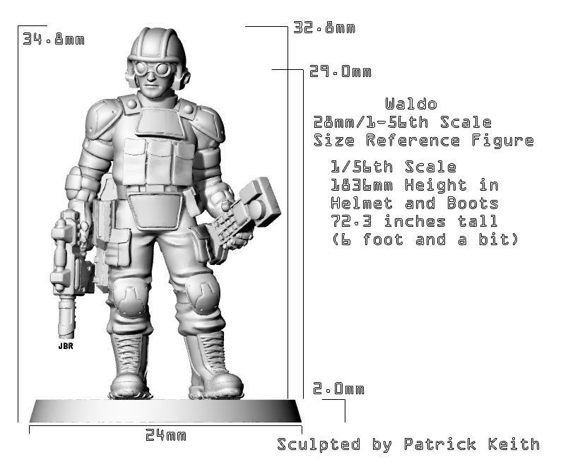 28mm Waldo Size Reference Figure With Cockpit free 3D model 3D ...