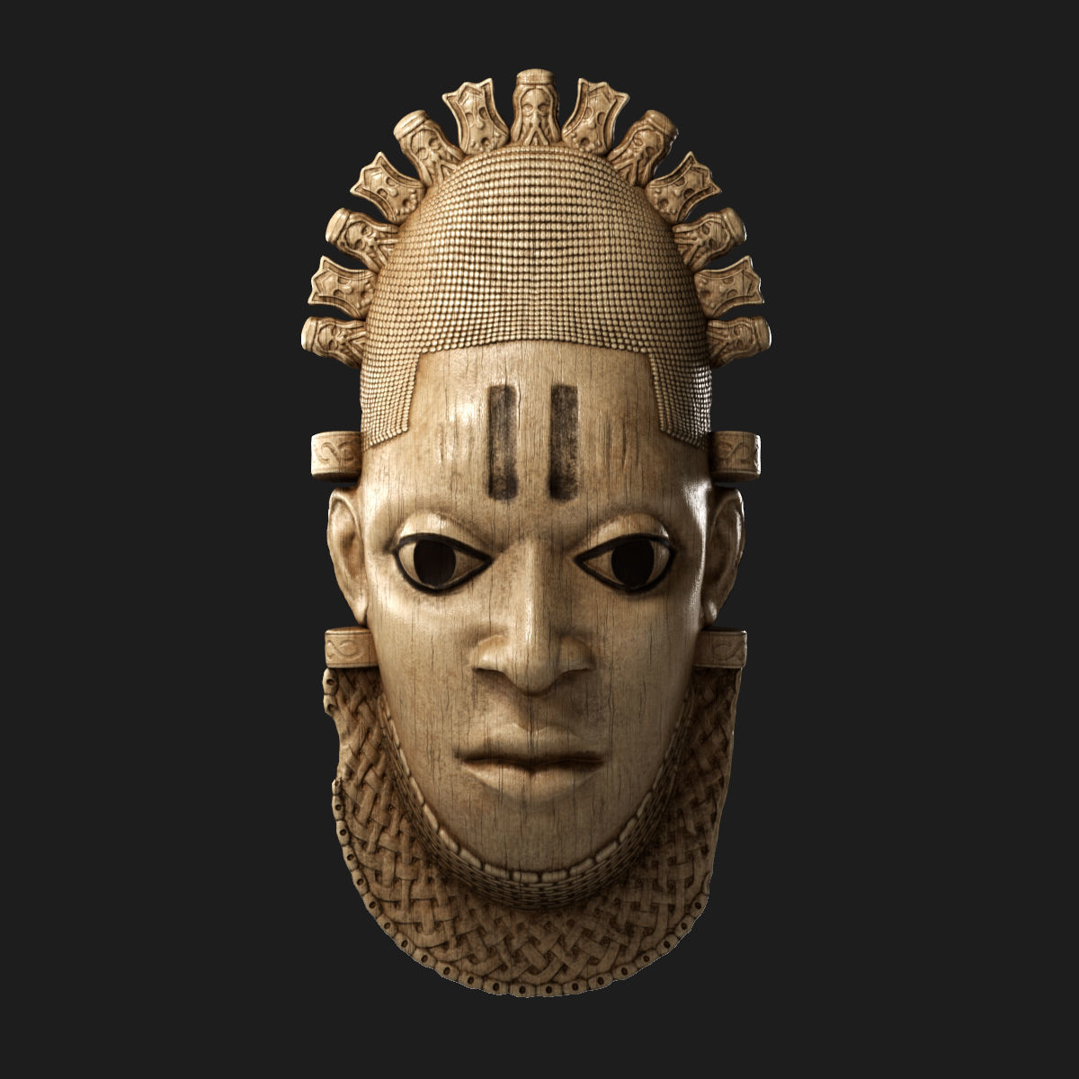 3D model African Benin ivory mask of Queen Idia VR / AR / low-poly ...