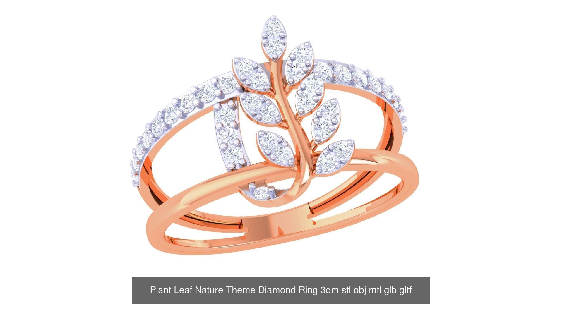 59 Plant Leaf Nature Theme Diamond Ring 3dm stl obj mtl glb gltf 3D Model Collection | CGTrader