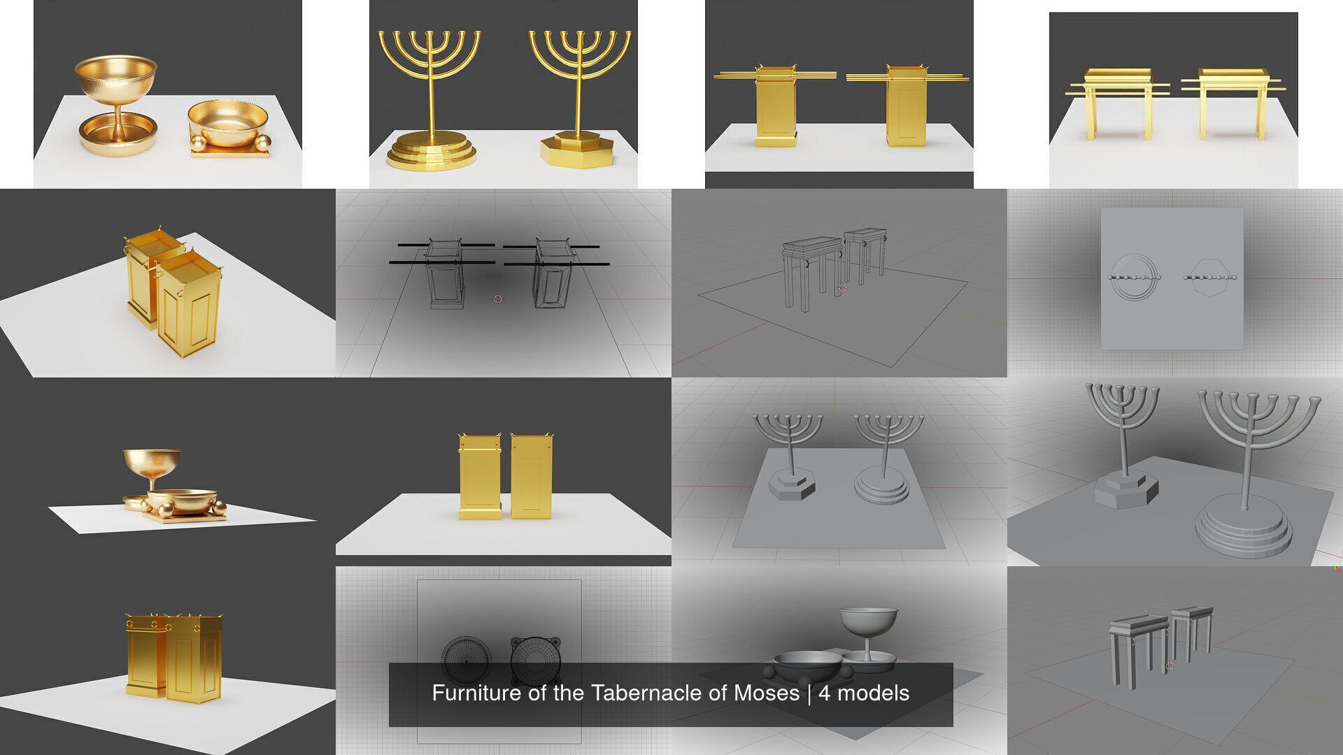 3D Model Collection Furniture of the Tabernacle of Moses VR / AR / low ...