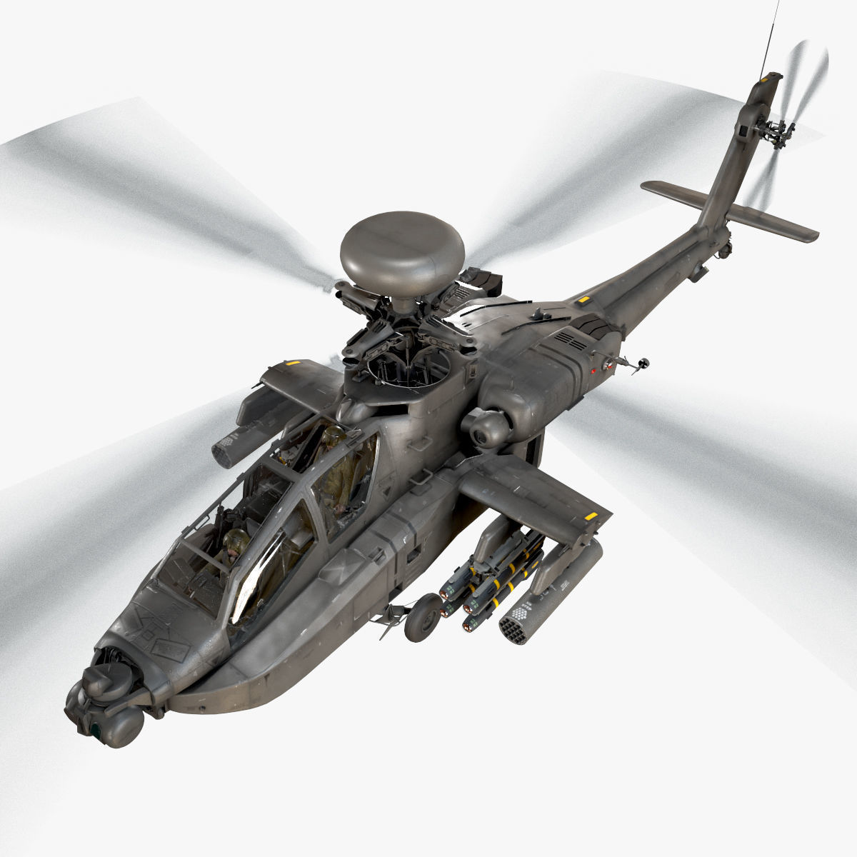 3D model Apache AH-64D US Army Complex Animation VR / AR / low-poly ...