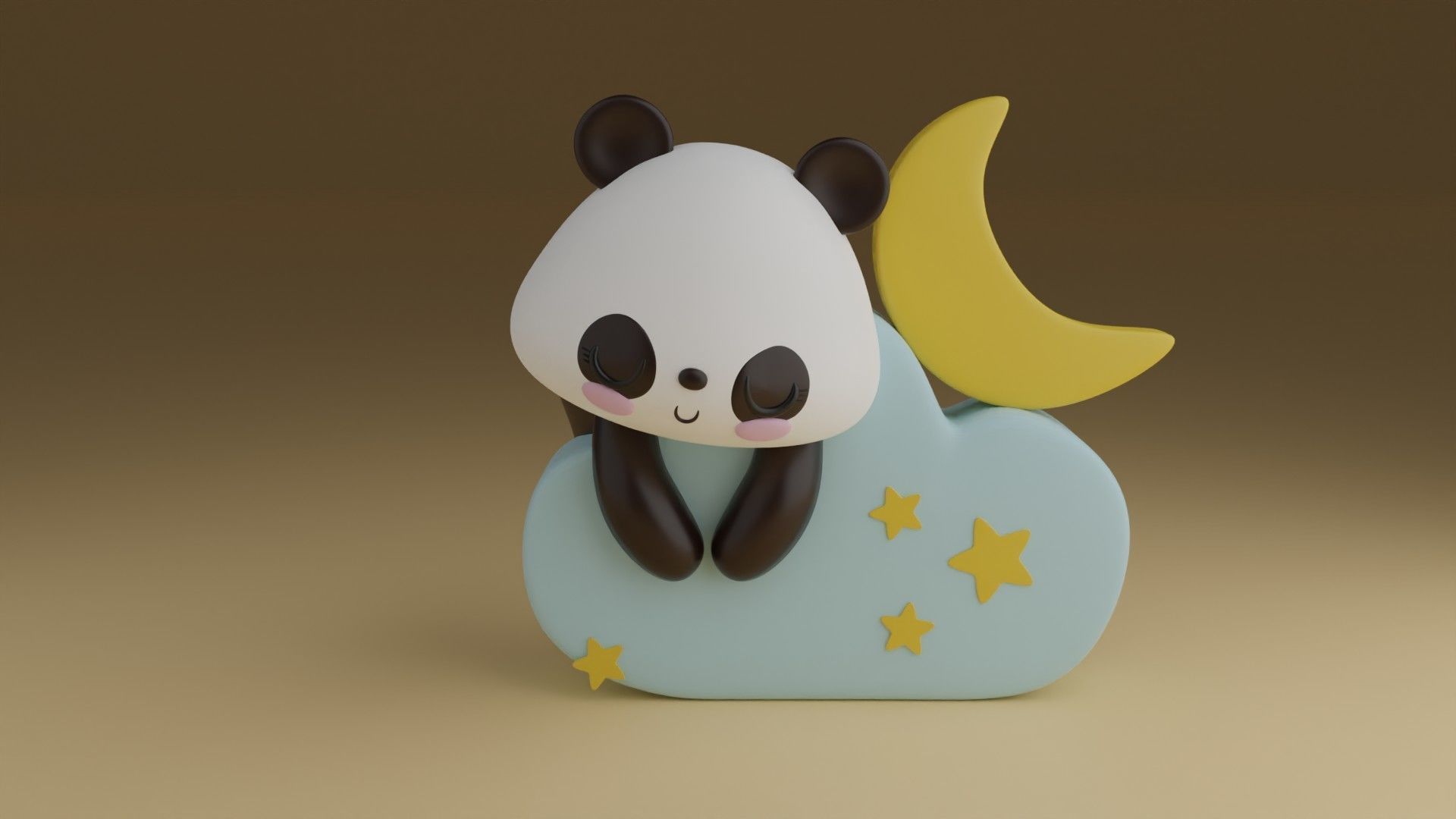 good night panda 3D model 3D printable | CGTrader