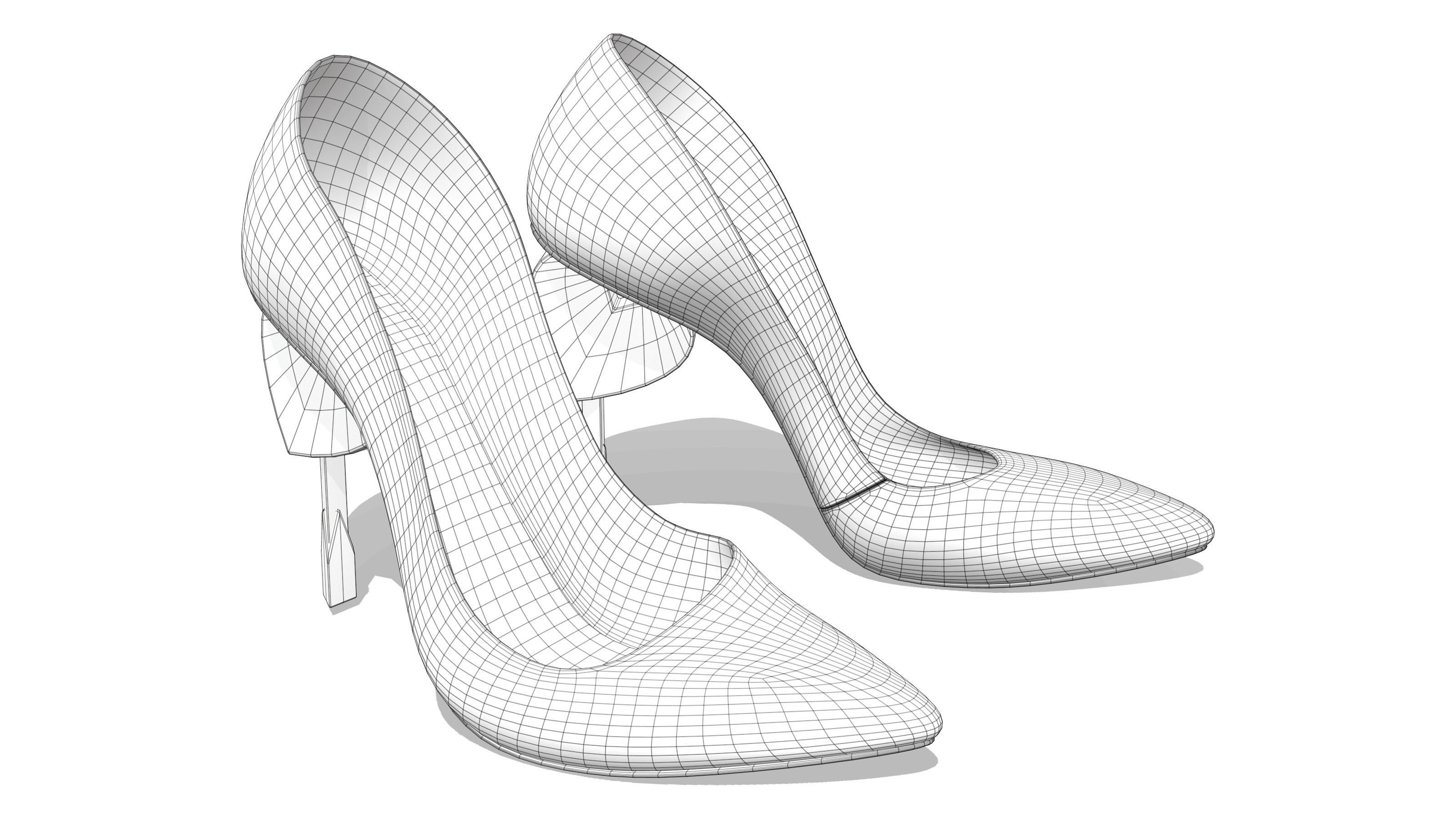 3D model Red Heart Heeled High Heel Classic Shoes VR / AR / low-poly ...