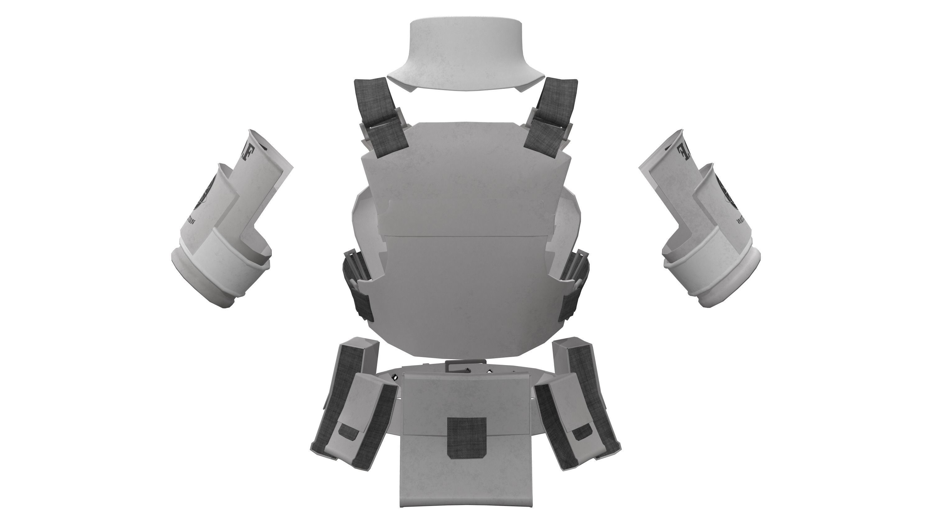 3D model Female Sci-Fi Tactical Bulletproof Vest Ammunition Belt Set VR ...