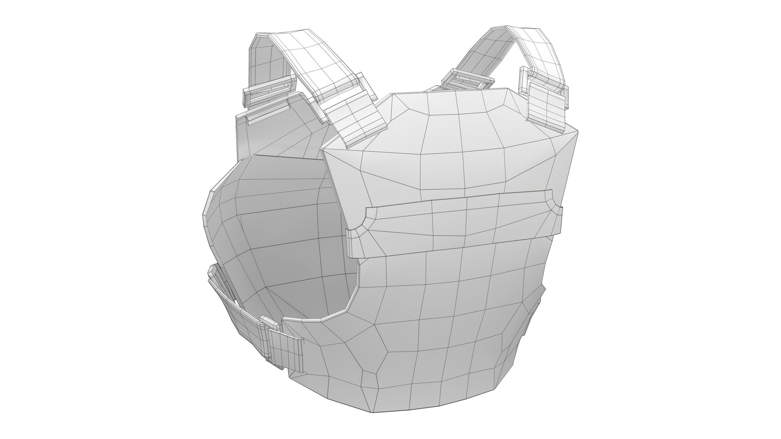 3D model White Sci-fi Tactical Female Bulletproof Vest VR / AR / low ...