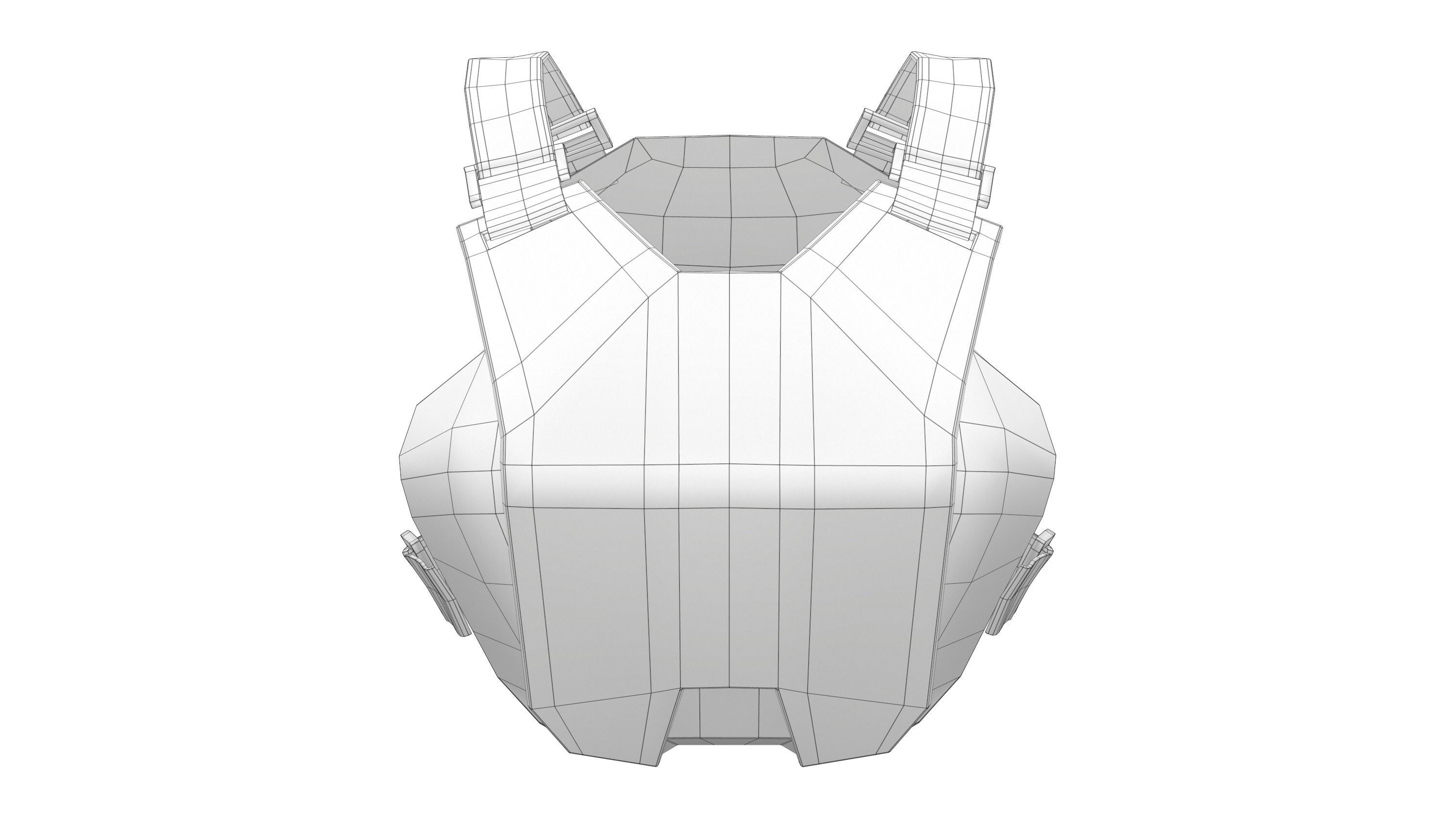 3D model White Sci-fi Tactical Female Bulletproof Vest VR / AR / low ...