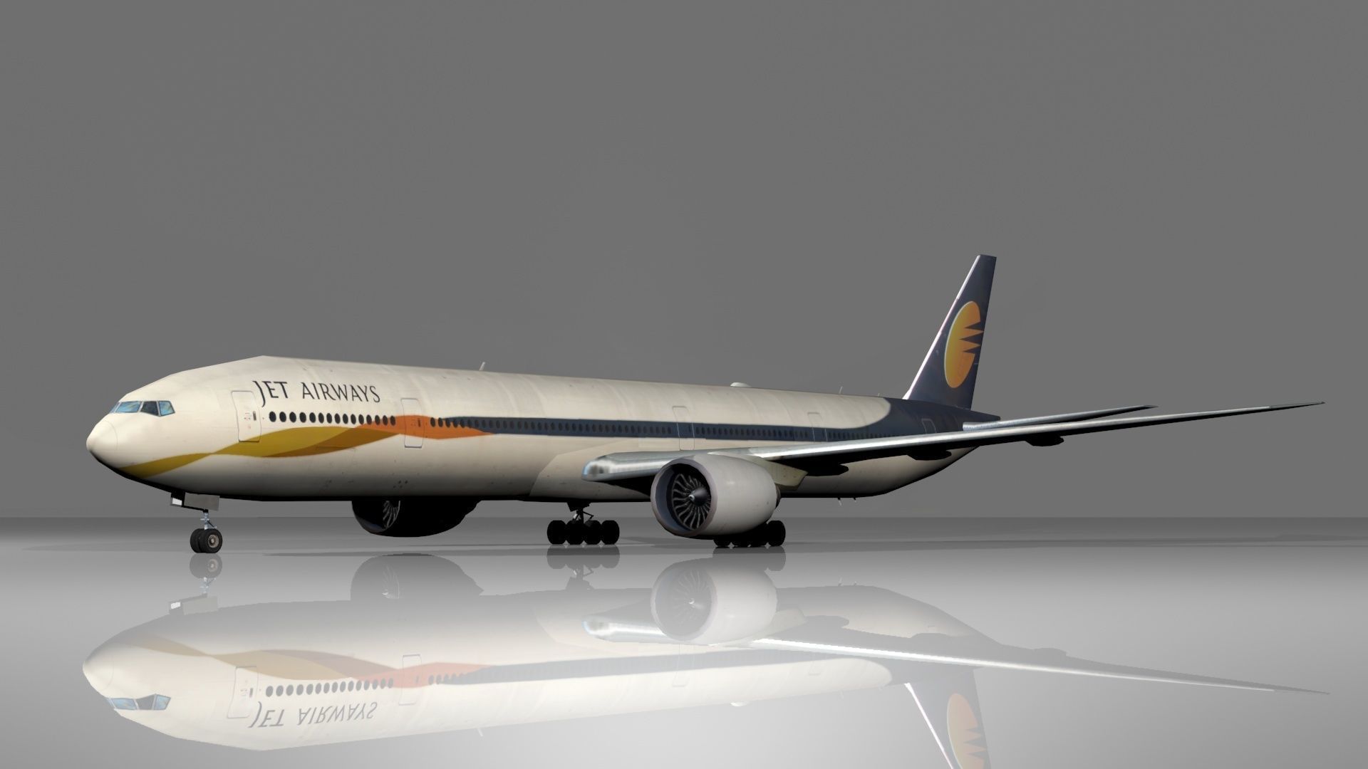 3D model Boeing 777 low polygon Low-poly 3D model Jet Airways VR / AR ...