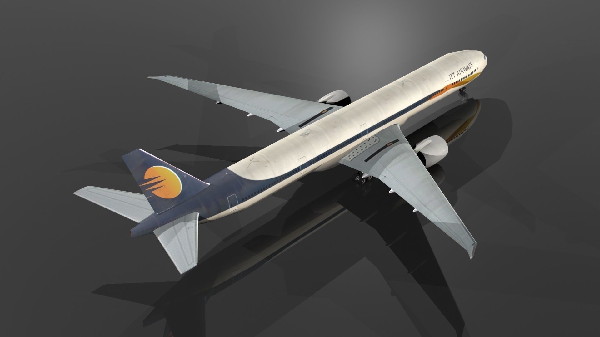 3D model Boeing 777 low polygon Low-poly 3D model Jet Airways VR / AR ...