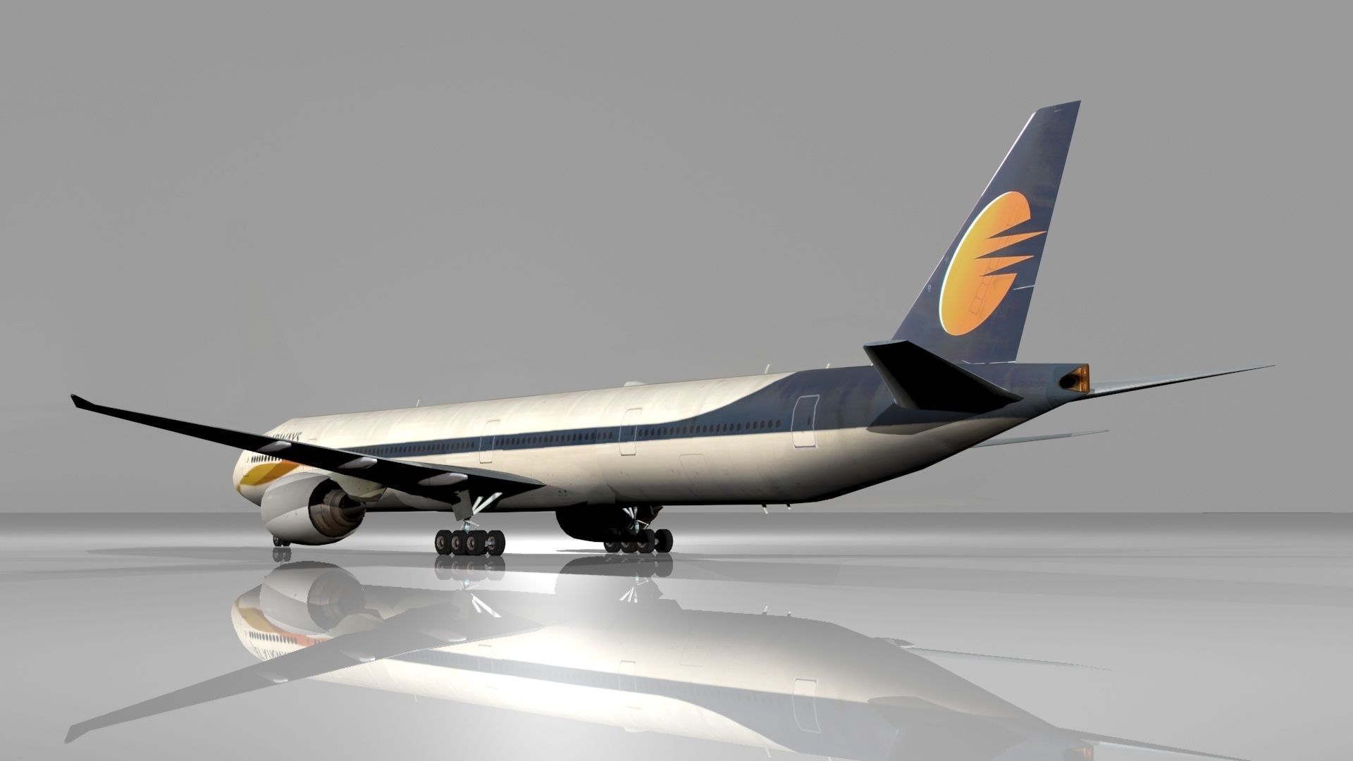 3D model Boeing 777 low polygon Low-poly 3D model Jet Airways VR / AR ...