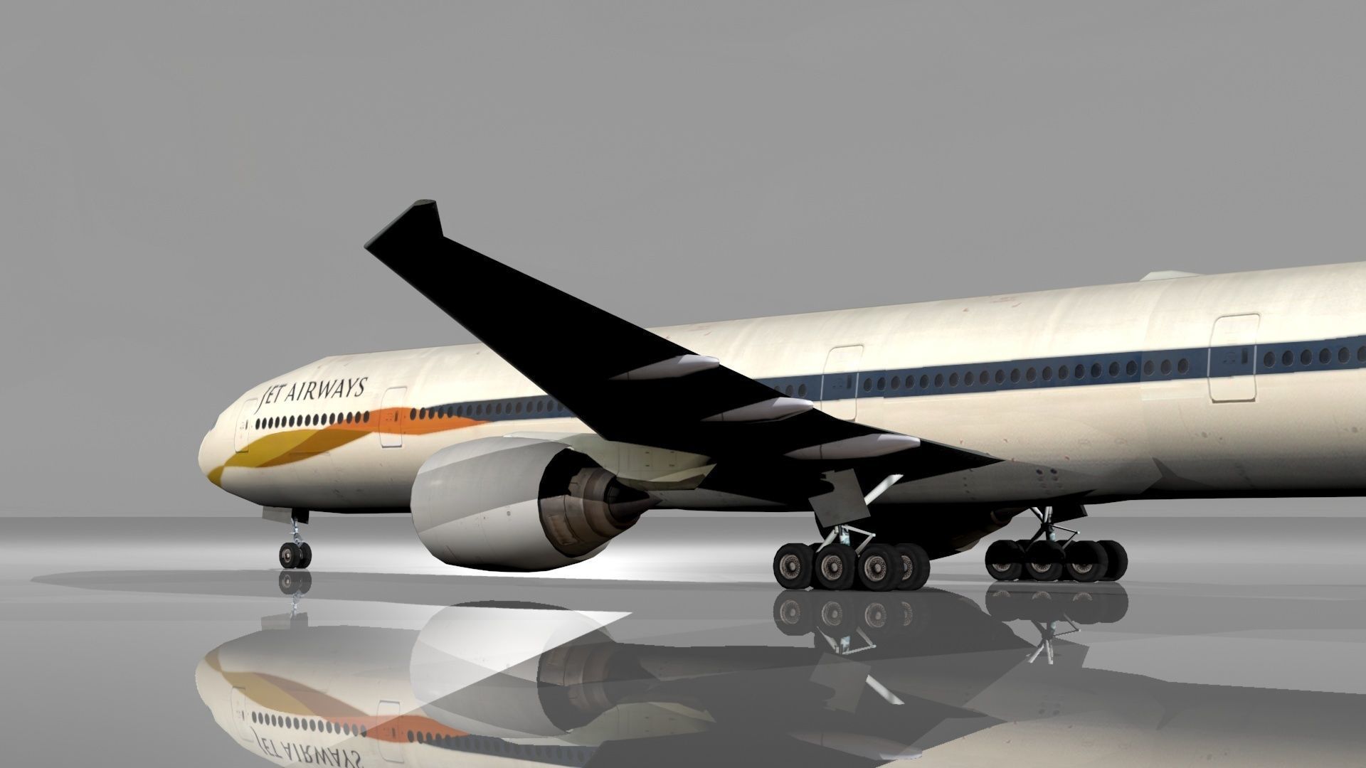 3D model Boeing 777 low polygon Low-poly 3D model Jet Airways VR / AR ...