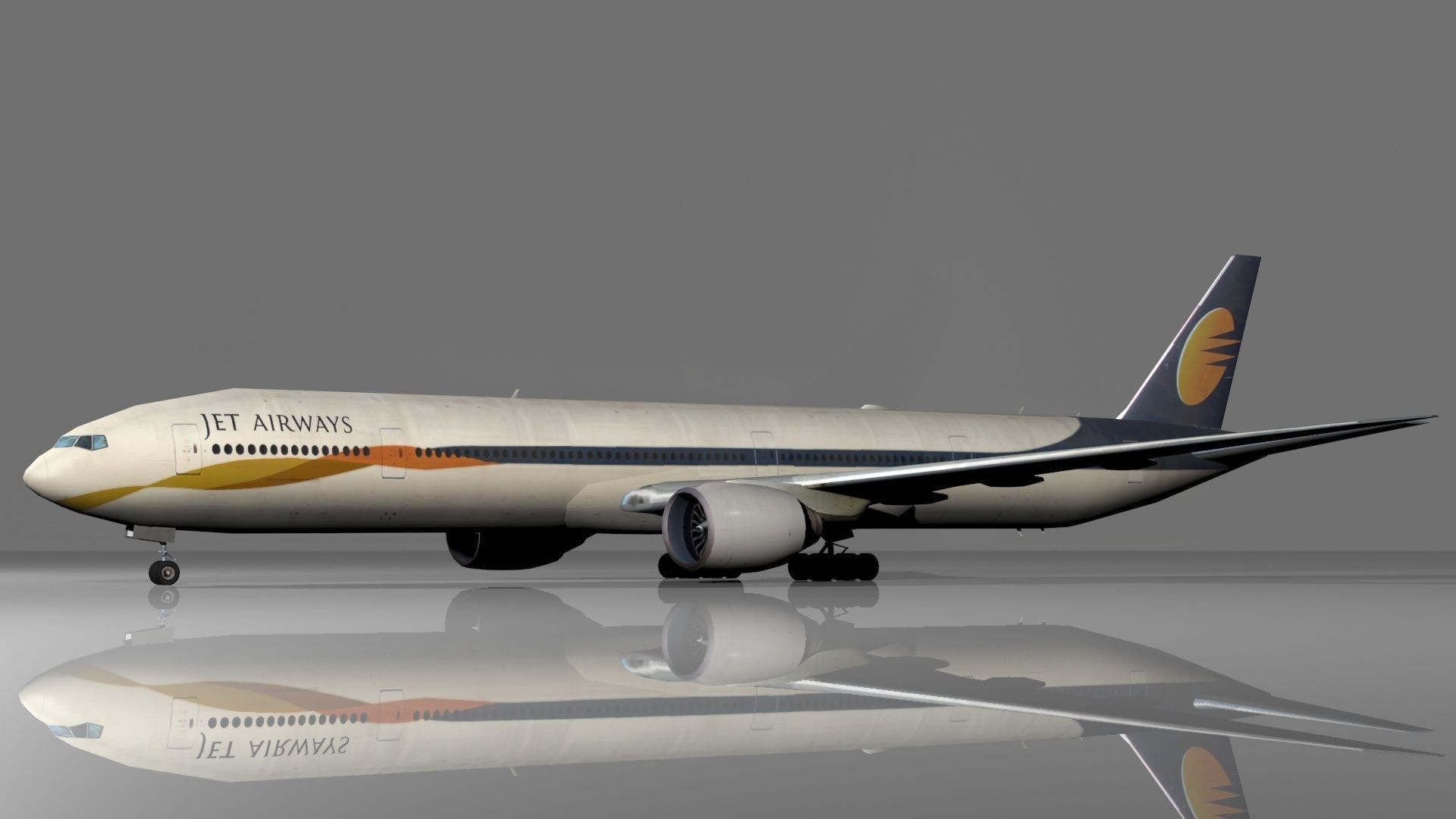 3D model Boeing 777 low polygon Low-poly 3D model Jet Airways VR / AR ...