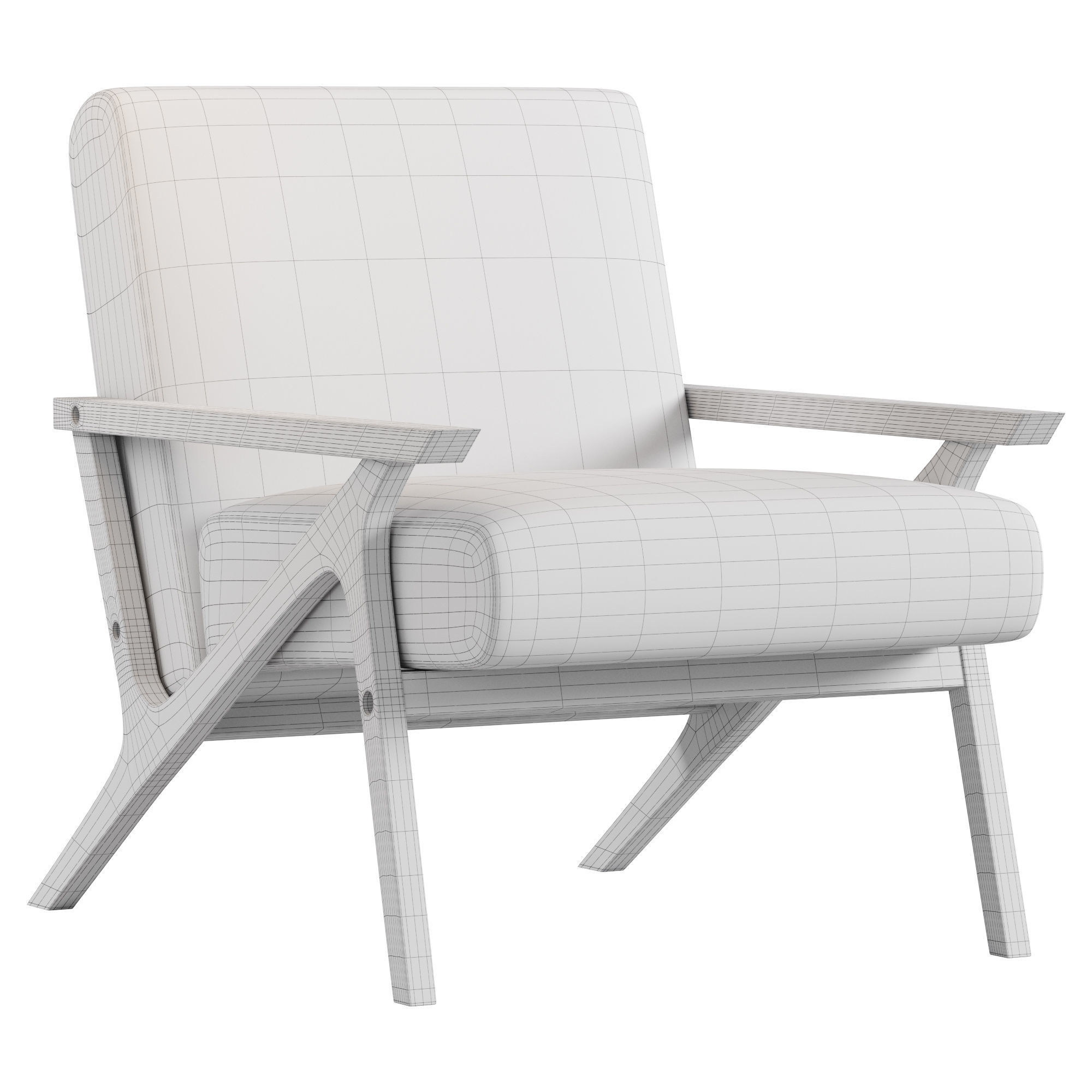 Modrest Candea Mid Century Walnut armchair 3D model | CGTrader