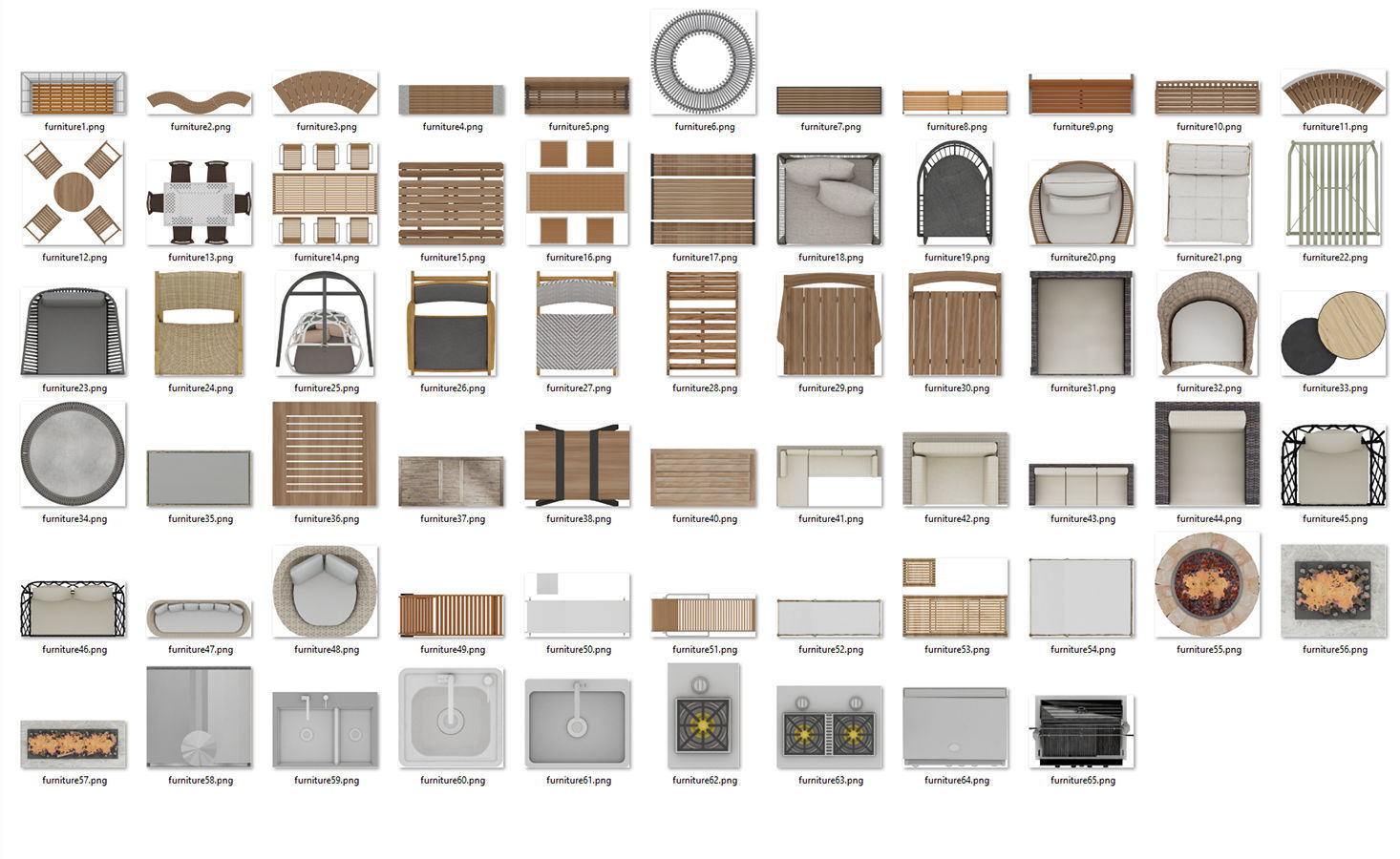 2D Outdoor top view Furniture Plans PNG PSD PDF 65 layers Texture ...