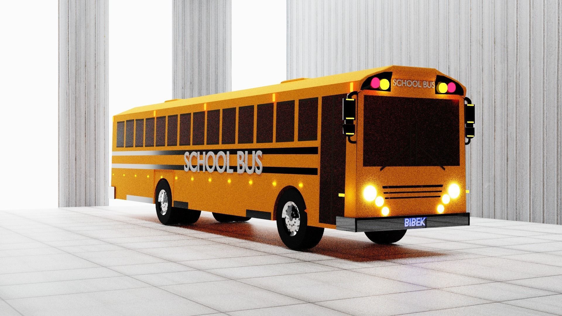 Long School Bus 3D model | CGTrader