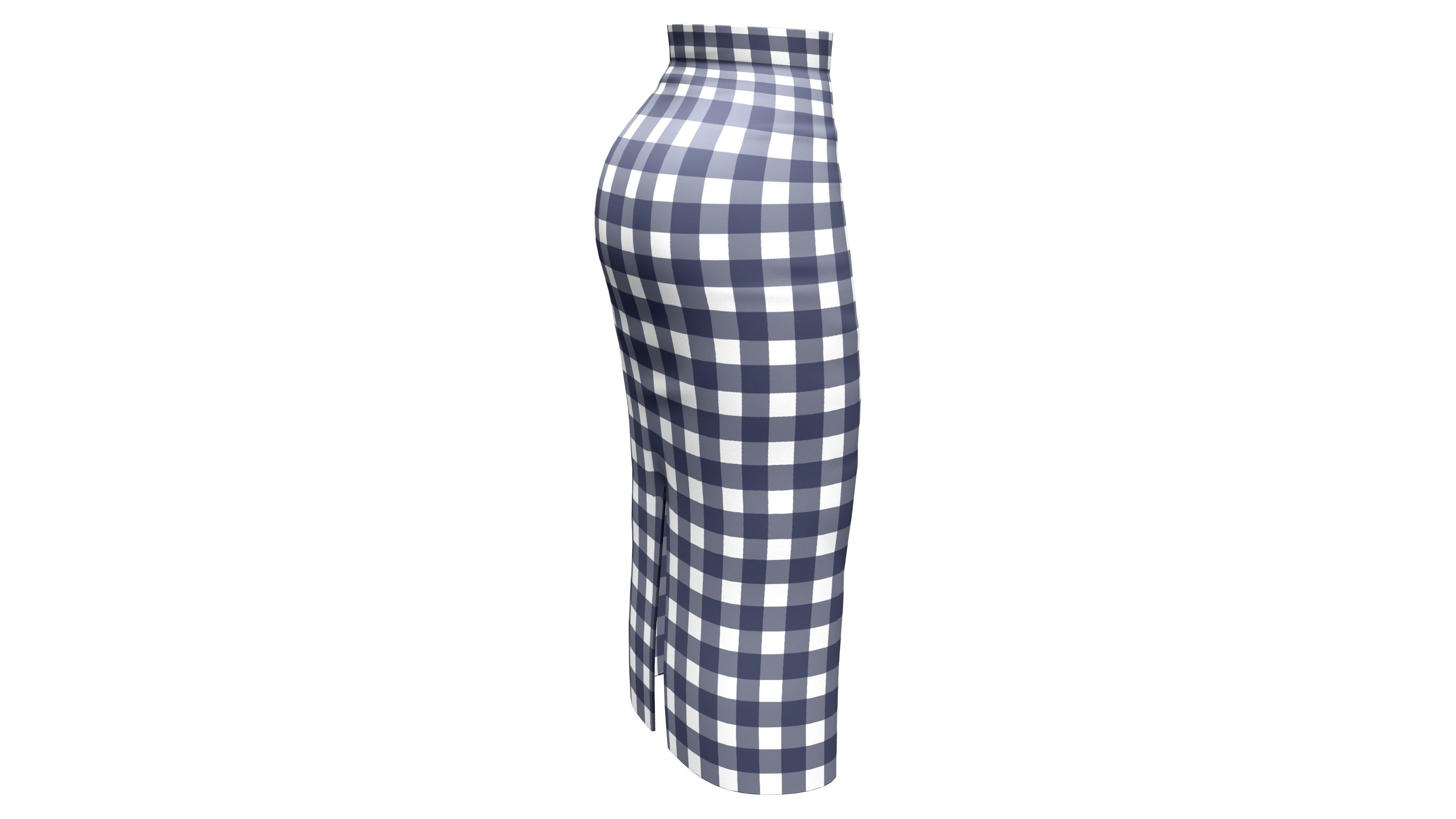 3D model Checkered Patterns Below-Knee Pencil Skirt VR / AR / low-poly ...