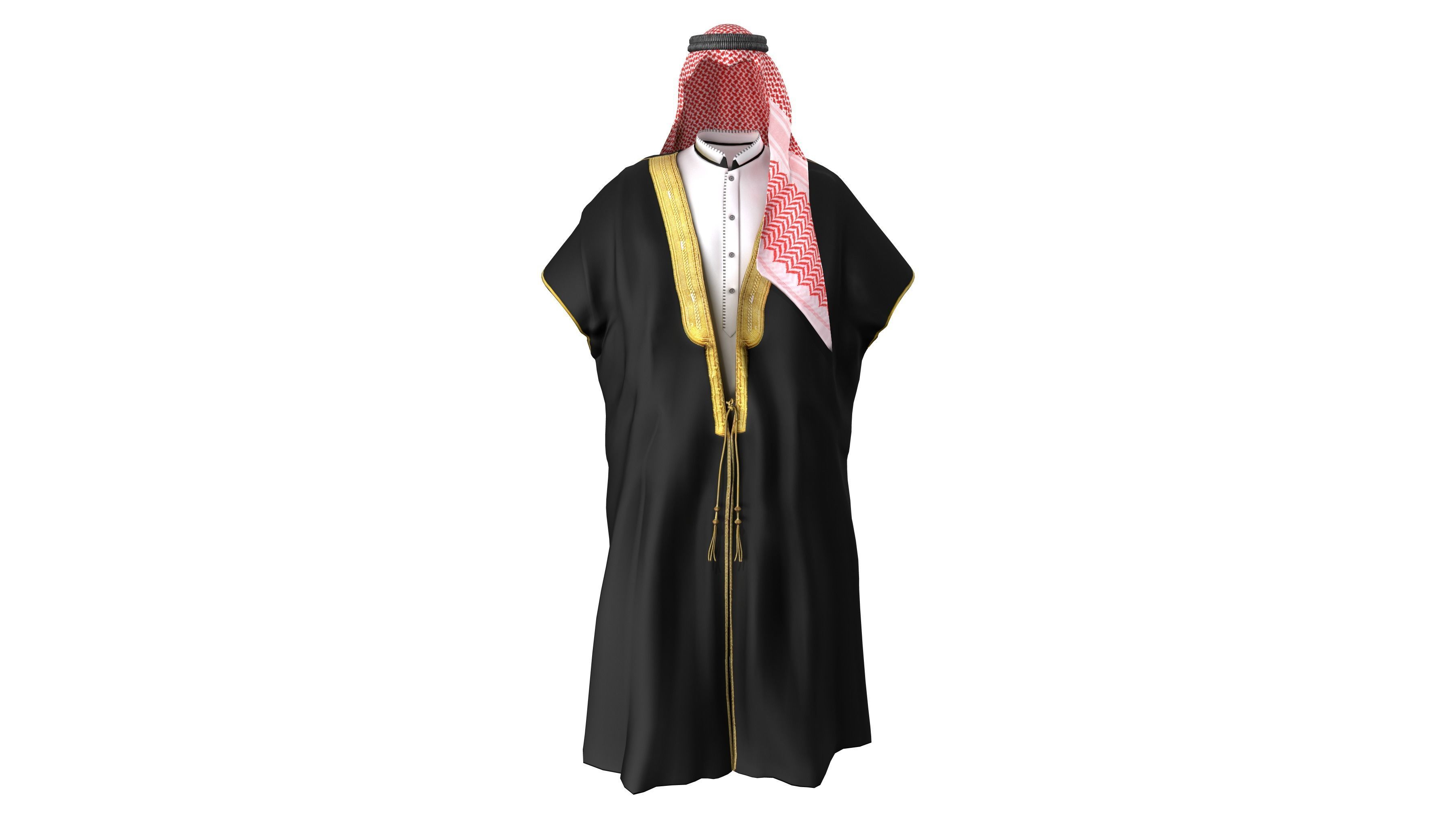 3D model Traditional Arab Male Full Dress And Head Piece VR / AR / low ...