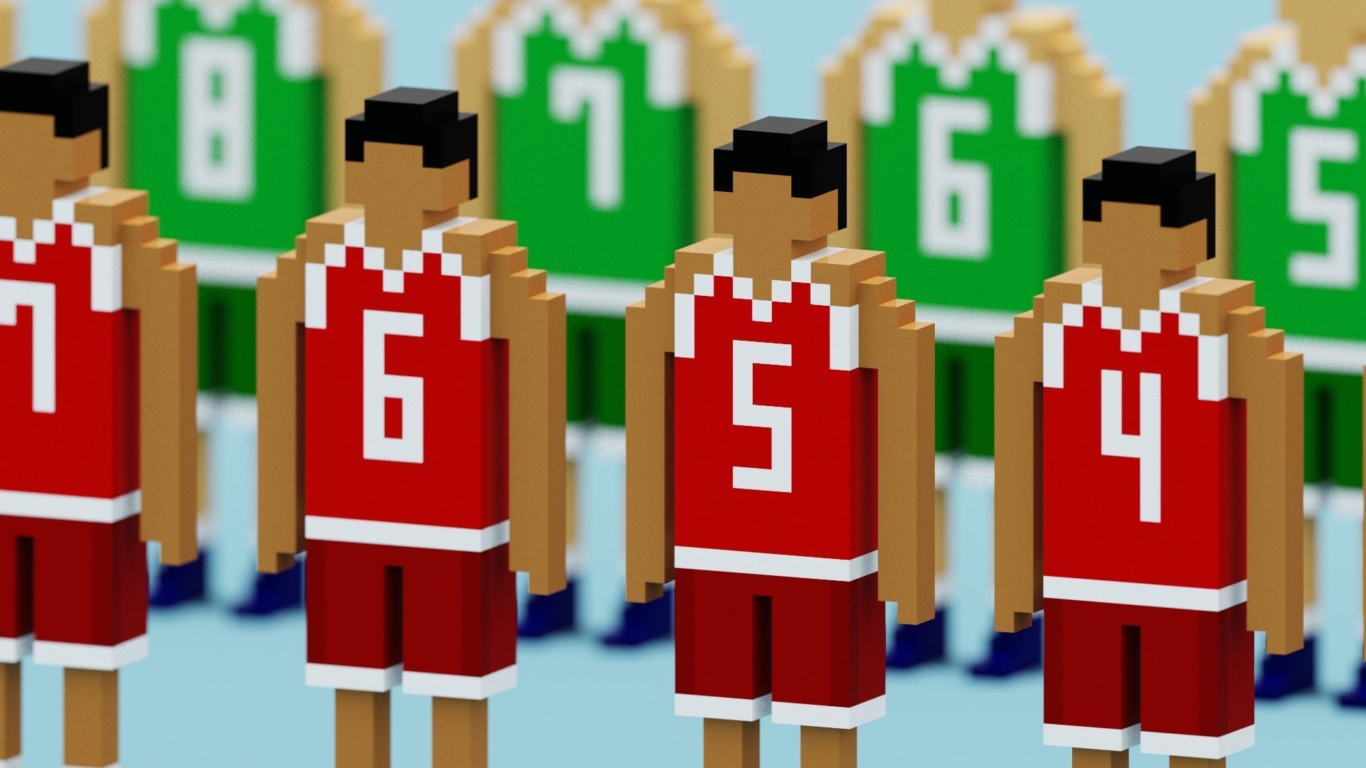 3D model Voxel Basketball Team Players VR / AR / low-poly | CGTrader