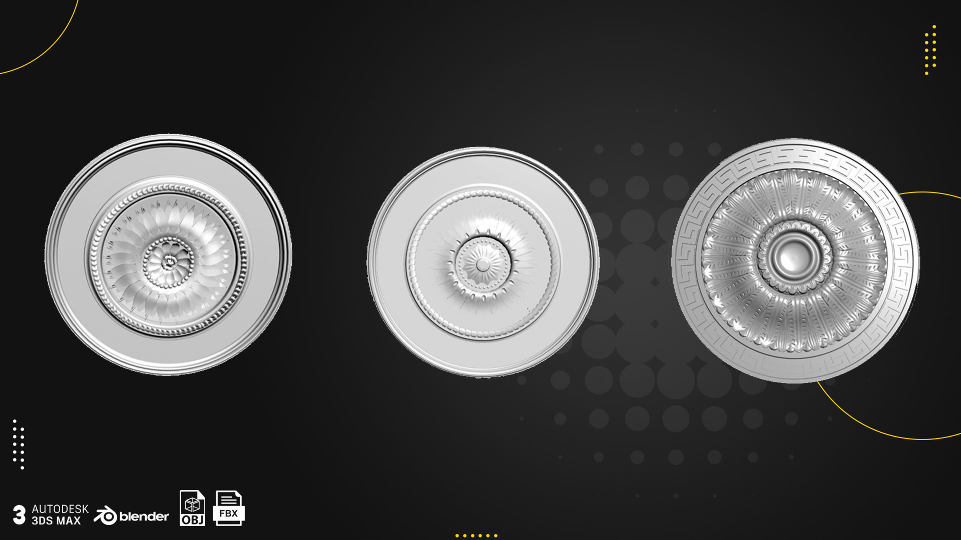 3D model 13 Ceiling Medallion VR / AR / low-poly | CGTrader