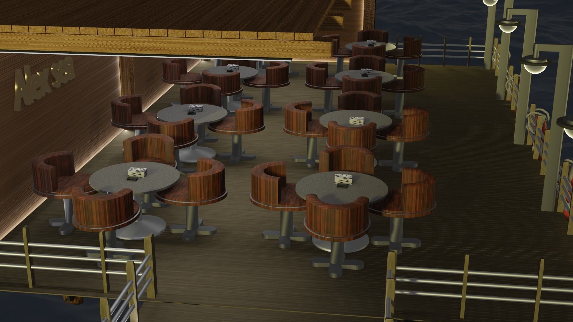 A floating cafe in the Mediterranean with a sea and inspiring free 3D ...
