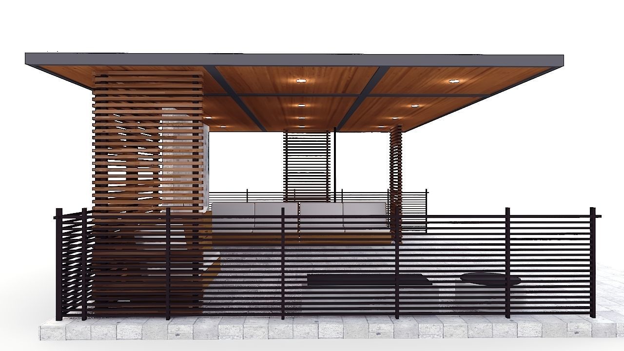 3D model Garden Seating Area with Fireplace and Armchair VR / AR / low ...