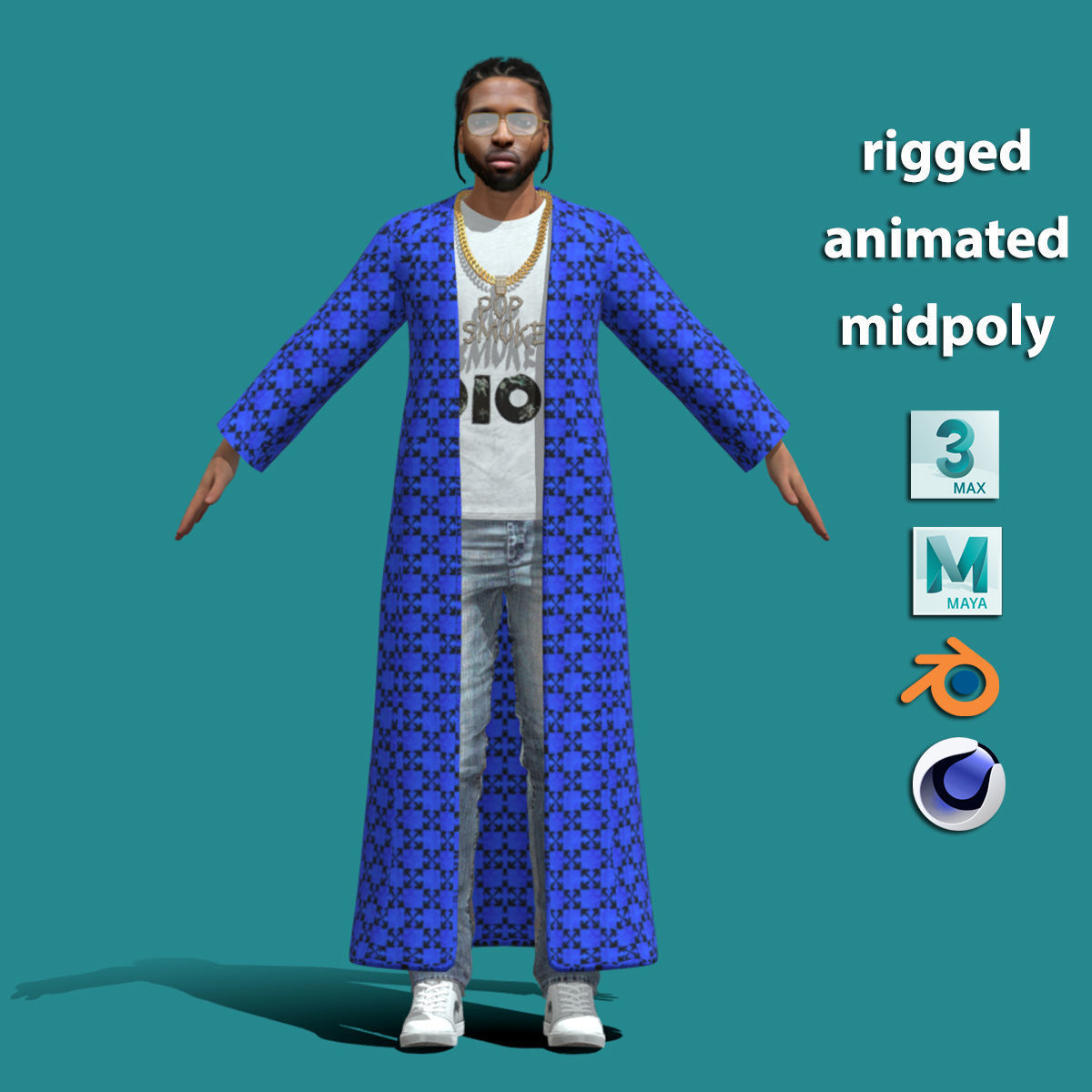 T-P Pop Smoke rapper 3D model | CGTrader