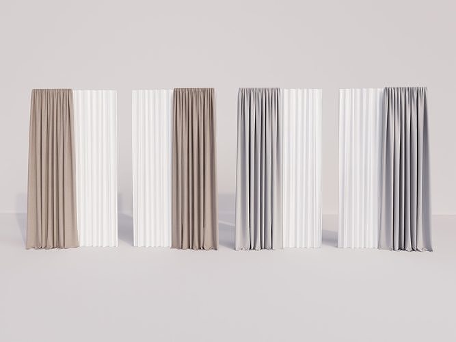 Modern curtains curtain traverse sunblind 3D model | CGTrader