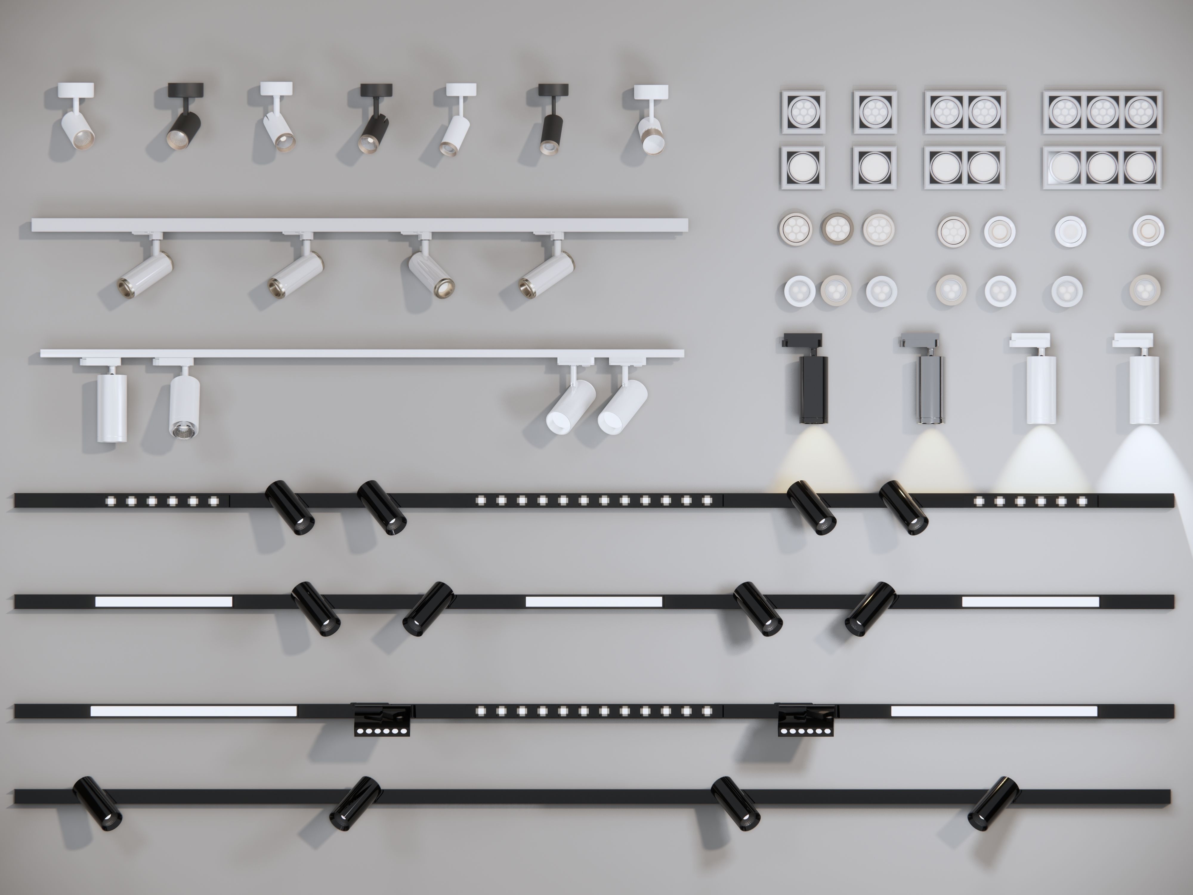 Modern downlights-spotlights-track lights 3D model | CGTrader