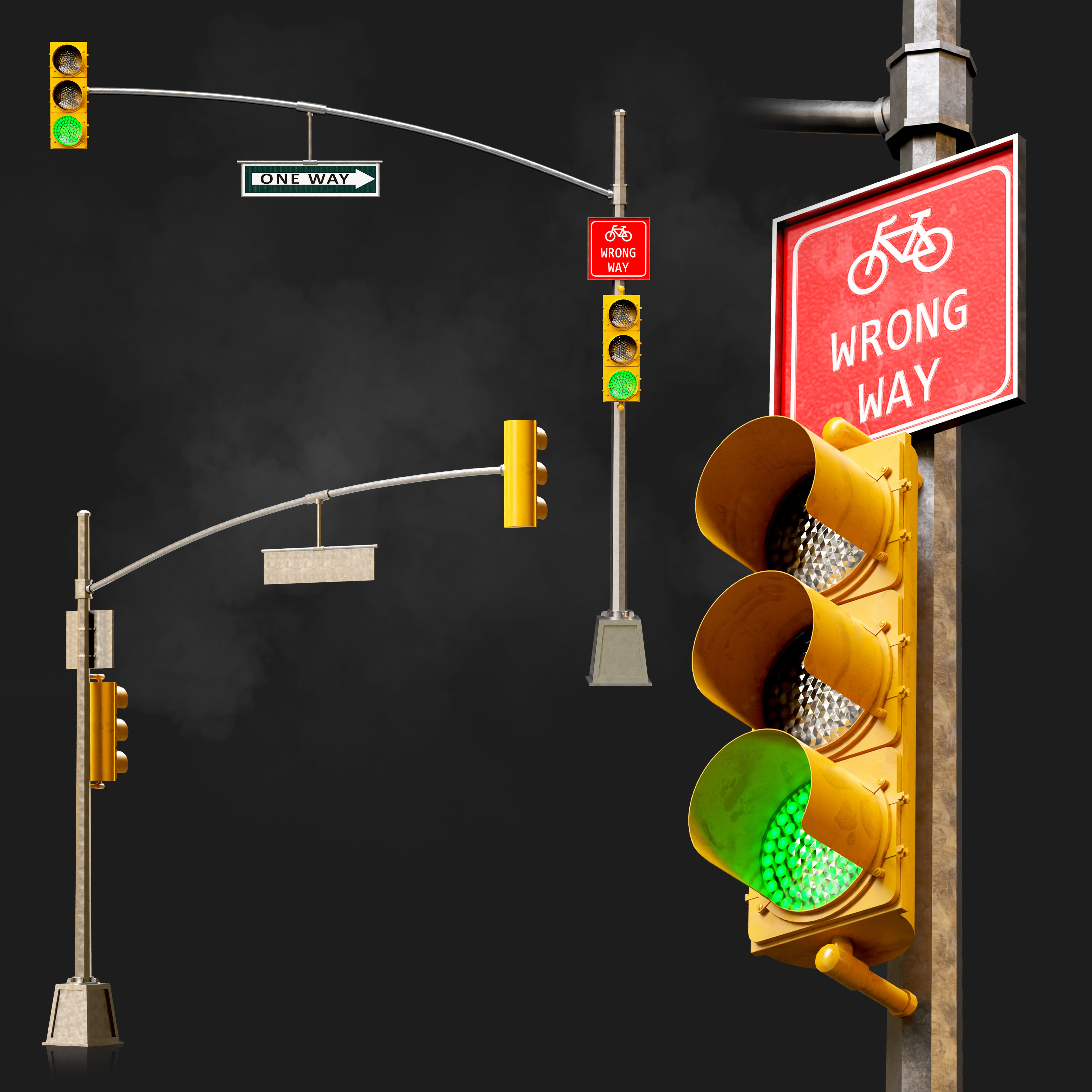 3D model Traffic Light set01 VR / AR / low-poly | CGTrader