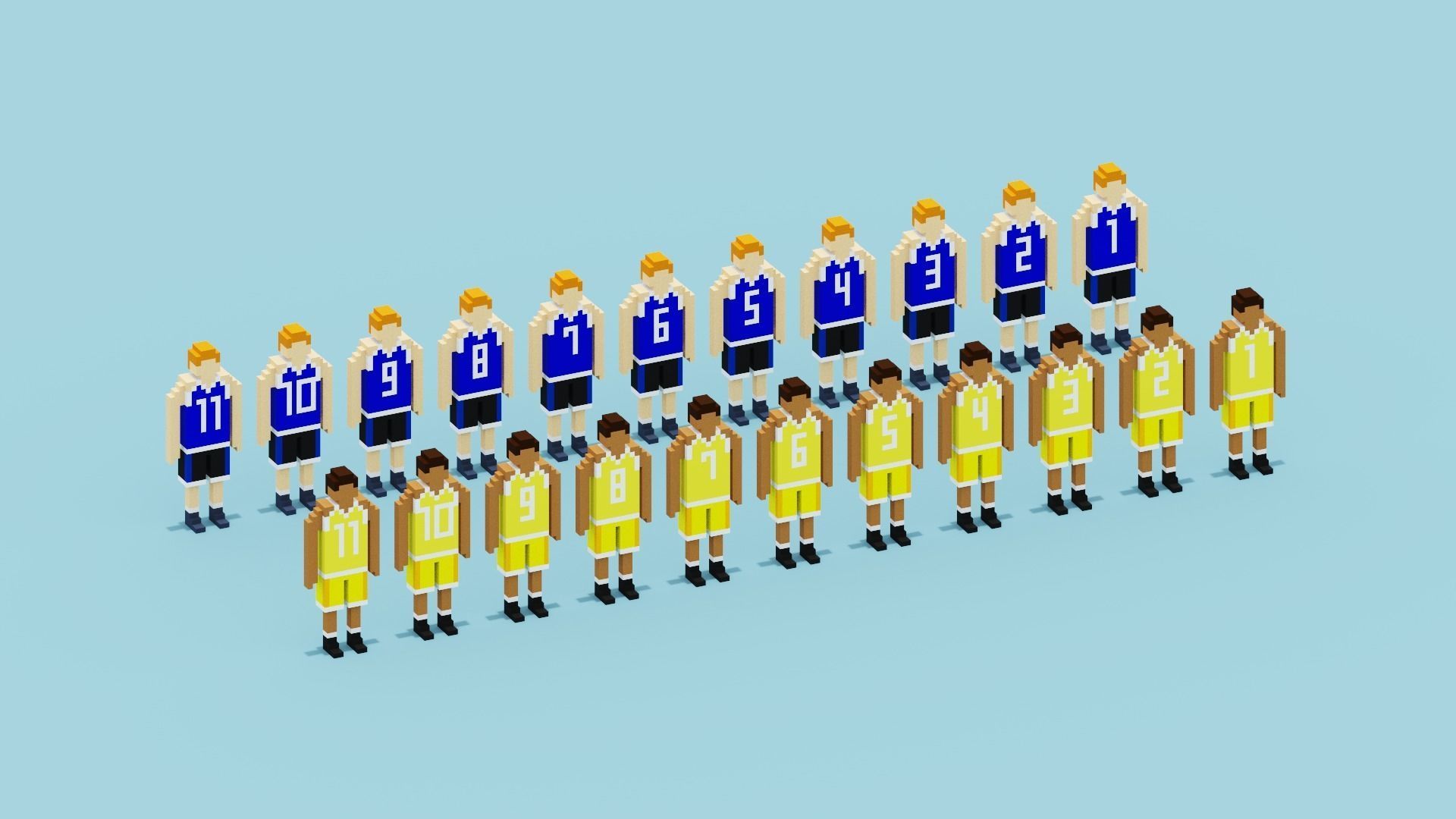 3D model Voxel Basketball Team Players VR / AR / low-poly | CGTrader