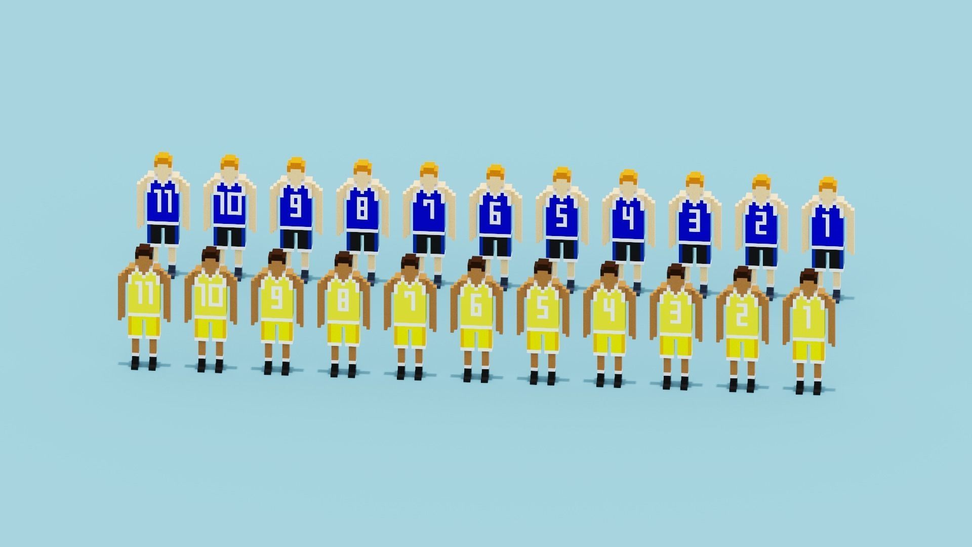 3D model Voxel Basketball Team Players VR / AR / low-poly | CGTrader