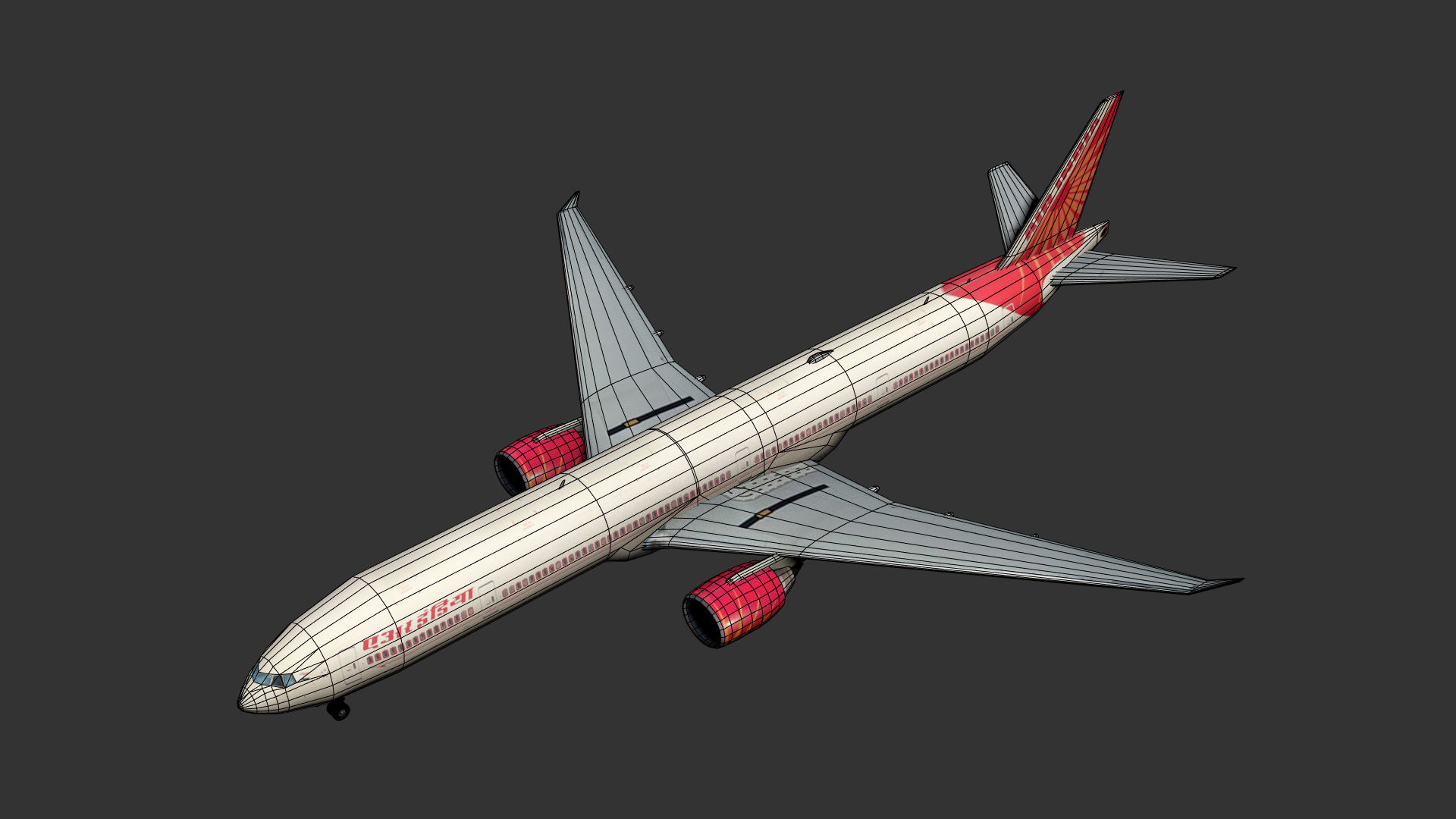 3D model Boeing 777 low polygon Low-poly 3D model Air India VR / AR ...