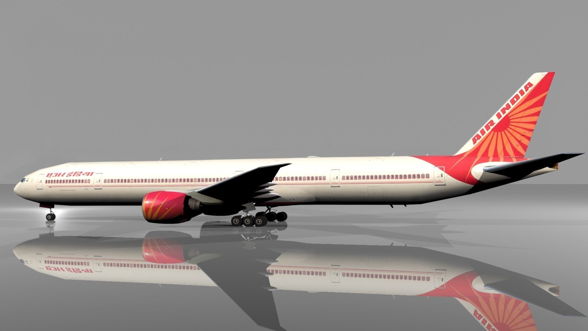 3D model Boeing 777 low polygon Low-poly 3D model Air India VR / AR ...