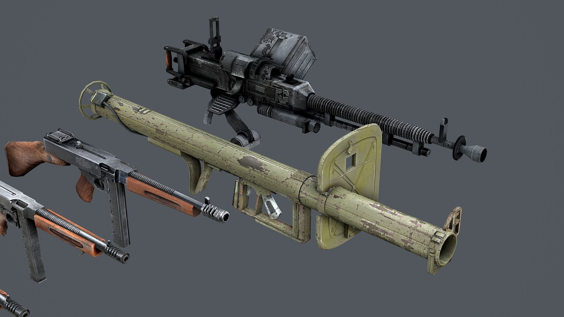 3D model WWII Weapon Pack VR / AR / low-poly | CGTrader
