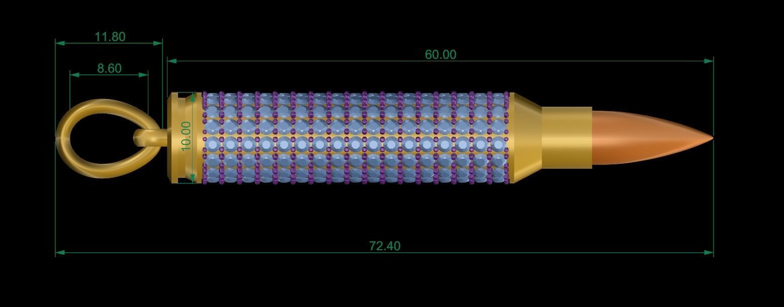 Diamond Bullet Pendant 3D model 3D printable | CGTrader