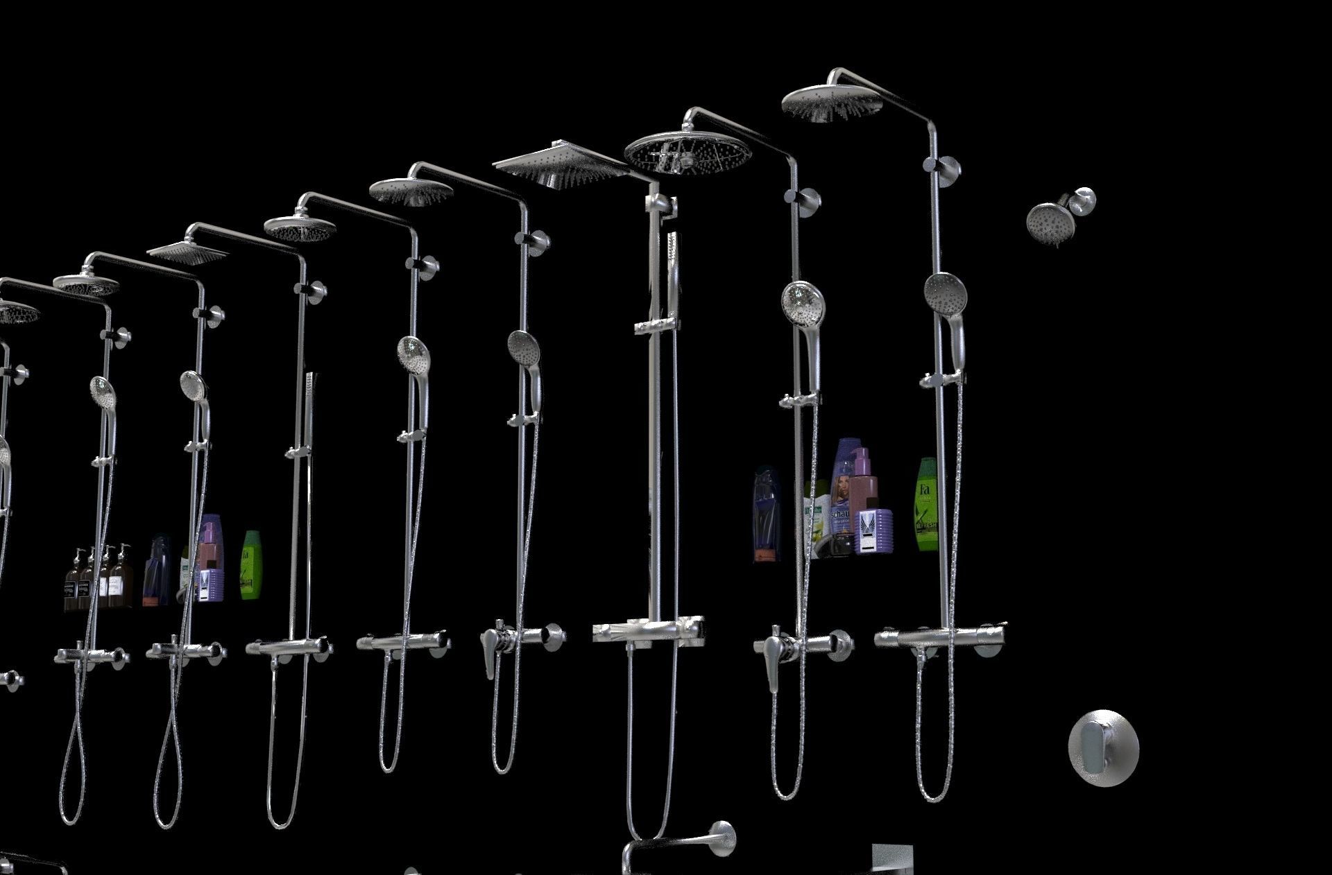 3D model shower set collection bathroom 3D model | CGTrader