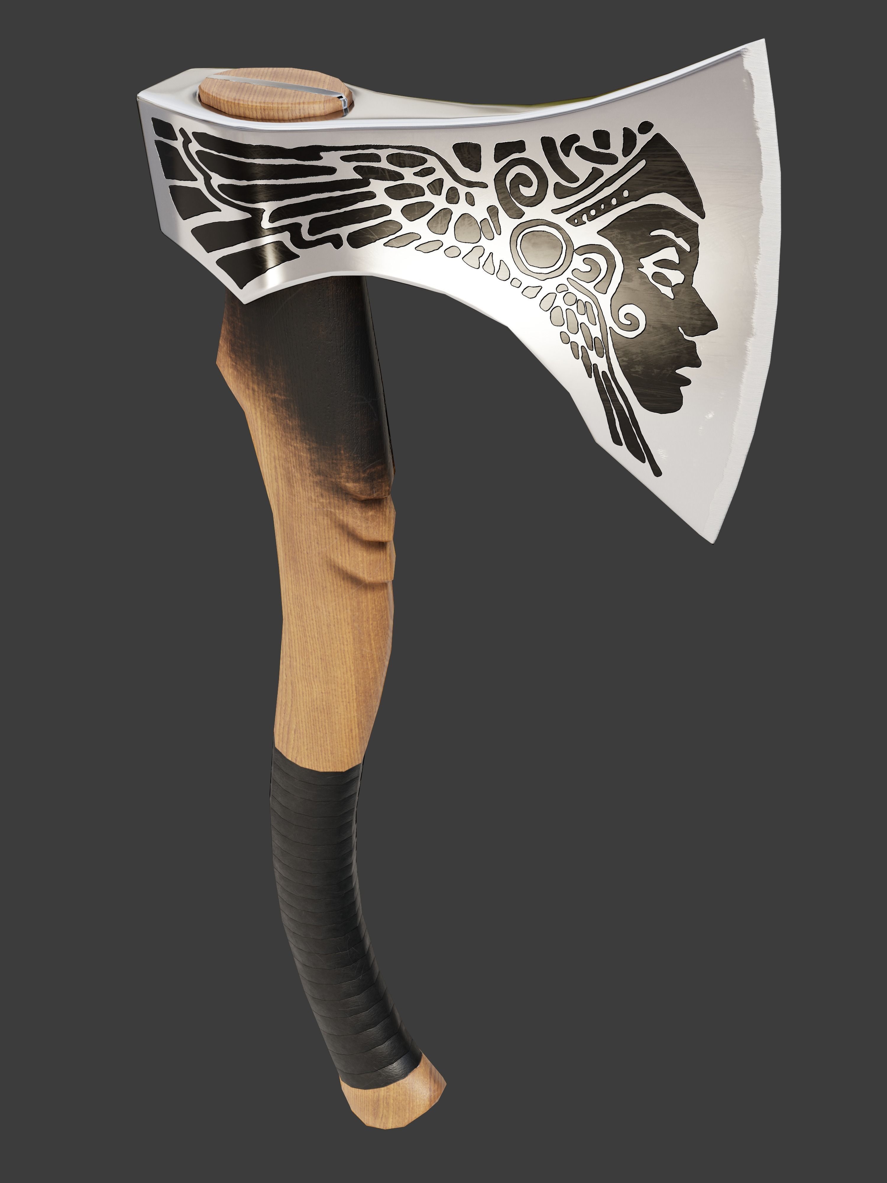 3D model Ax with engraving VR / AR / low-poly | CGTrader