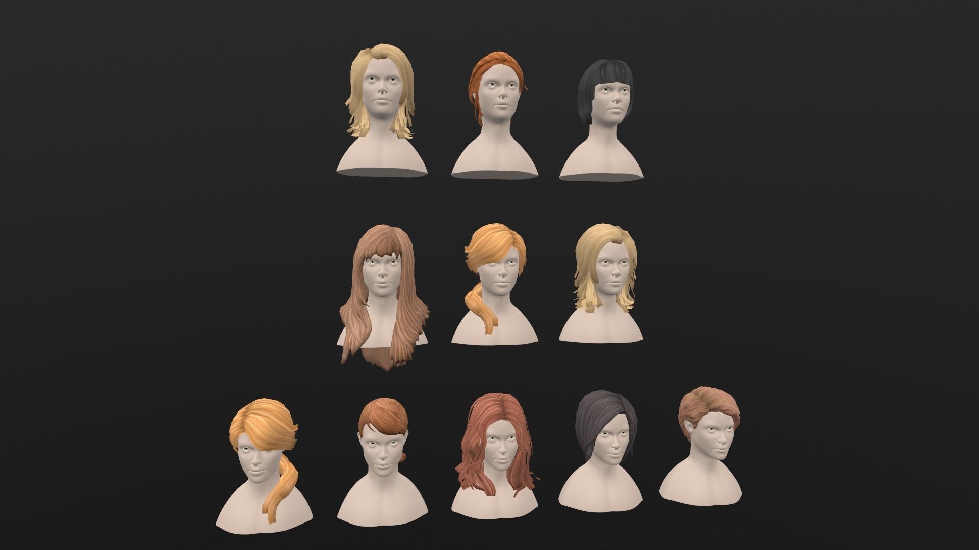 3D model Female Hair AR VR PBR Lowpoly with game ready VR / AR / low-poly | CGTrader