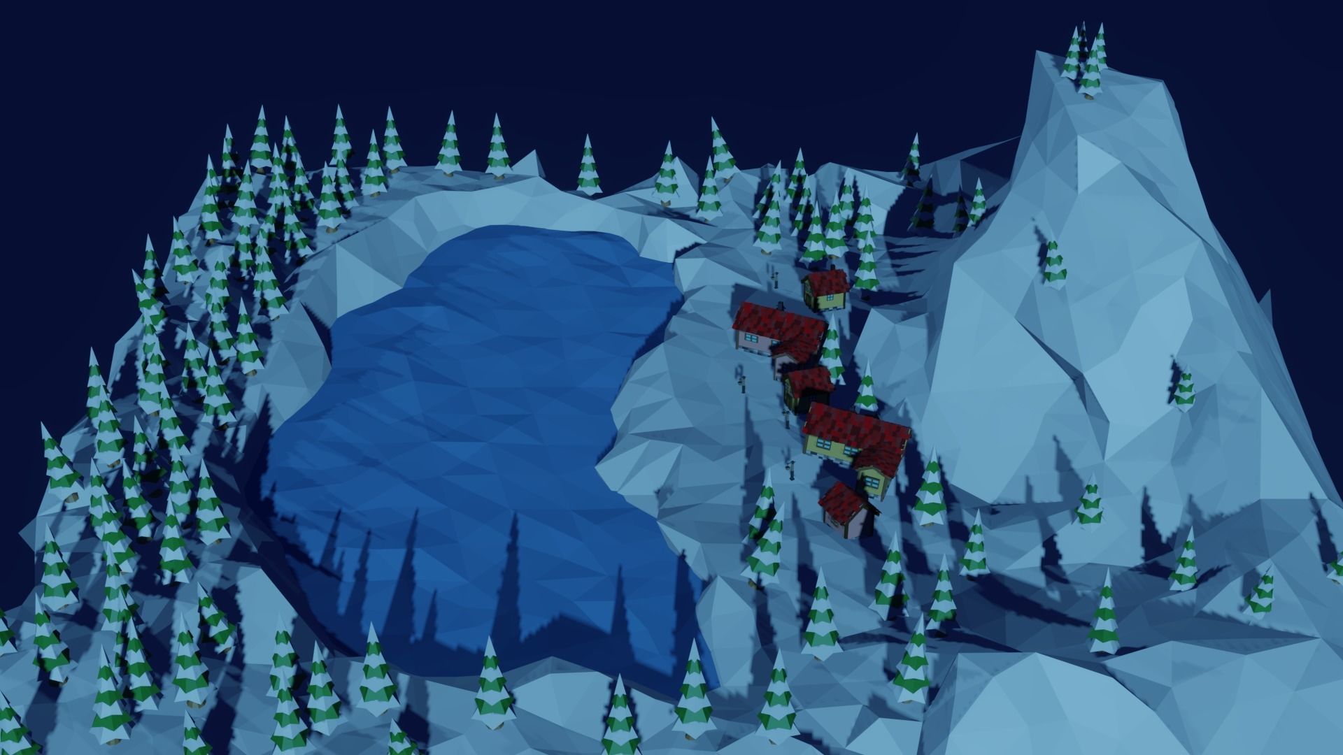 Low Poly Winter Village free 3D model | CGTrader