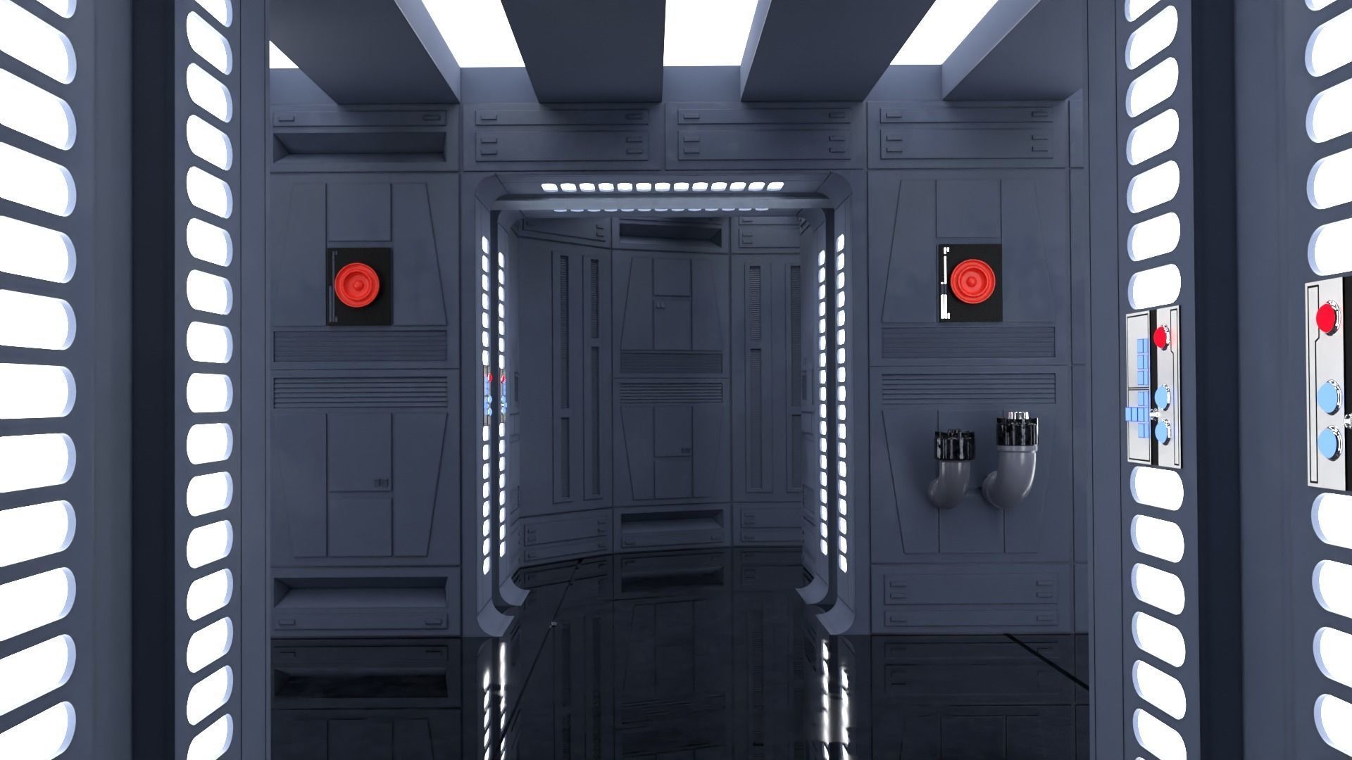 Death Star Hallway Walls And Doors 1 12 Scale Blackseries 3d Model Collection 3d Printable